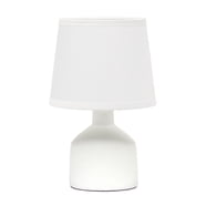 Simple Designs Glass Table Lamp, Clear Base, White Fabric Shade ...