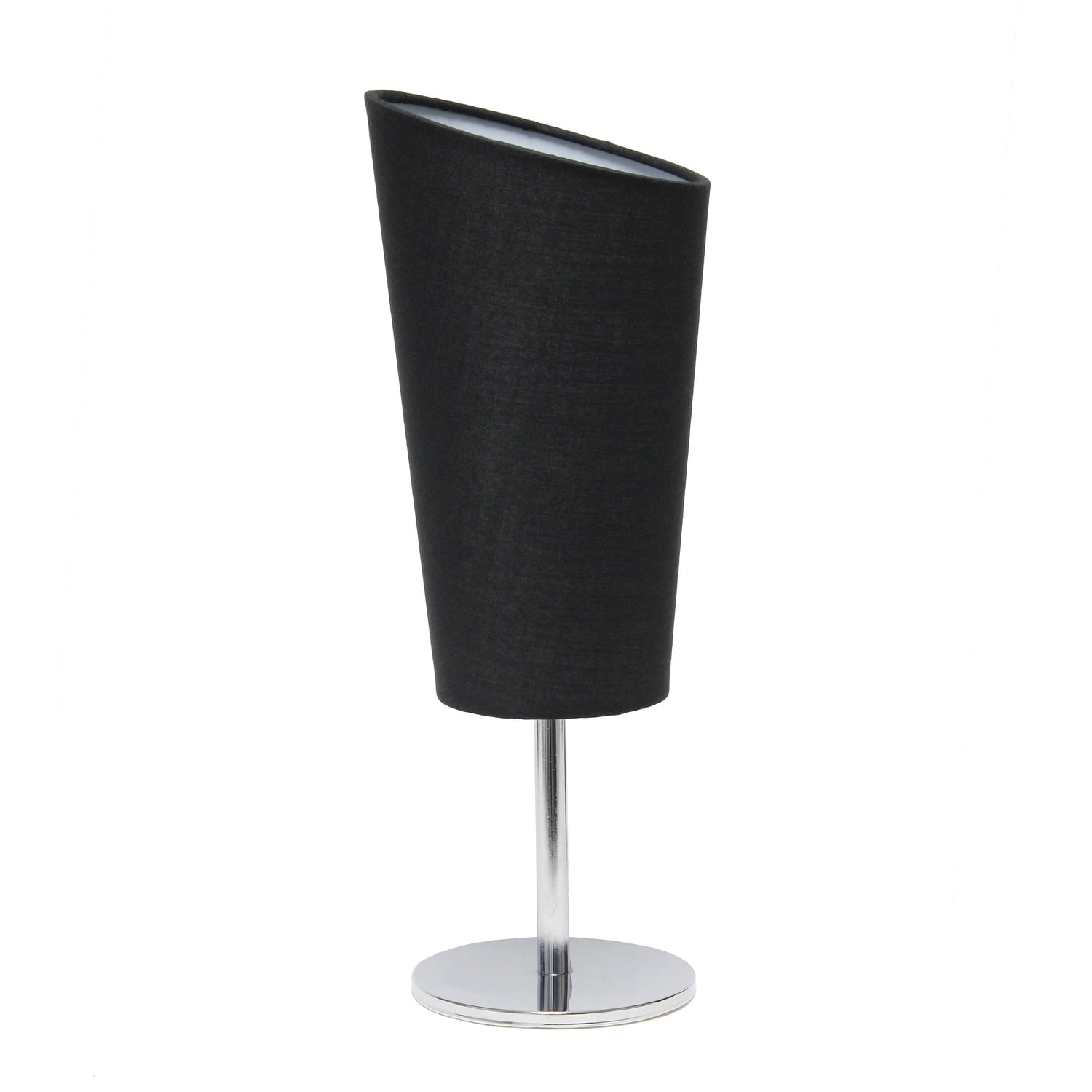 Simple Designs Mini Chrome Table Lamp with Angled Fabric Shade ...