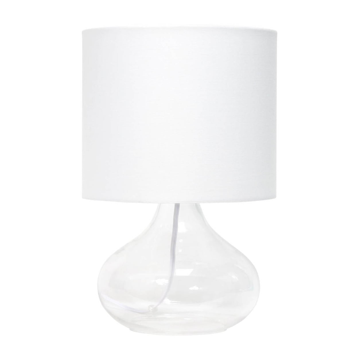 Simple Designs Modern Glass Raindrop Table Lamp Fabric Shade - Clear ...