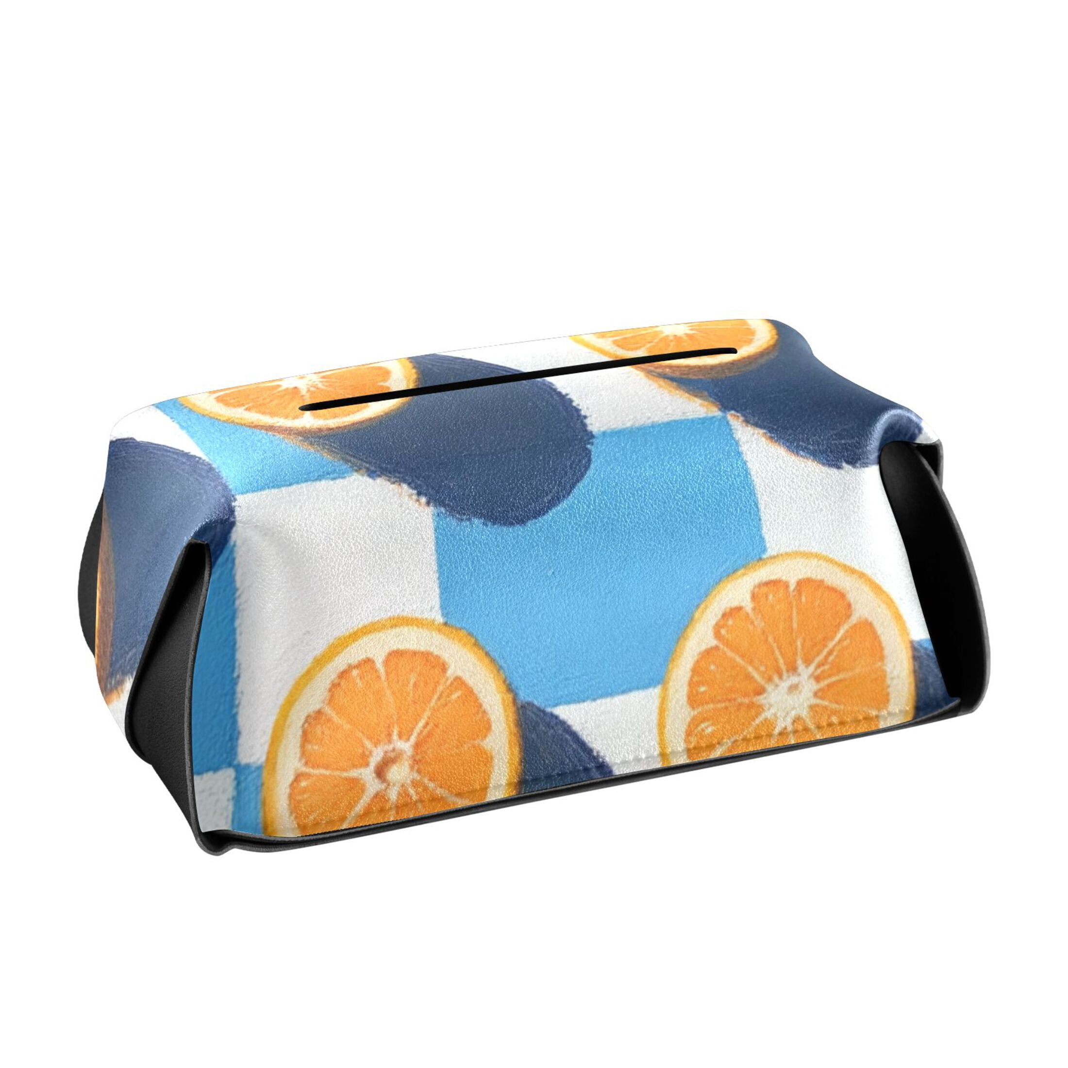 Simple Designs Orange Tissue Box Cover Leather Square Rectangle Tissue ...