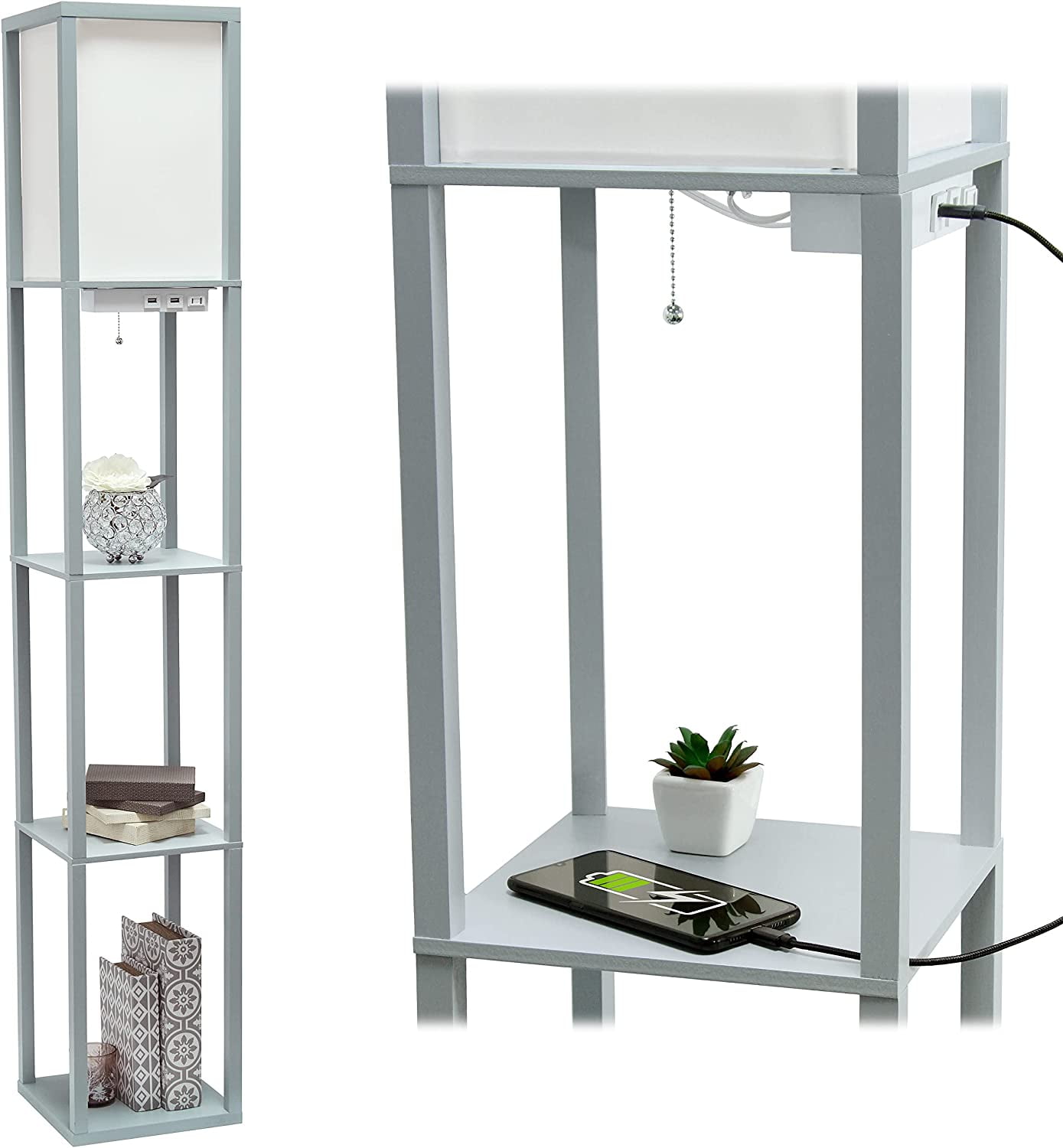 Simple Designs Organizer Storage Shelf with 2 Ports, 1 Charging Outlet ...