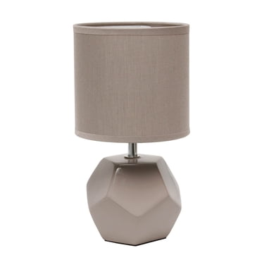 Simple Designs Sand Nickel Mini Basic Table Lamp with Fabric Shade ...