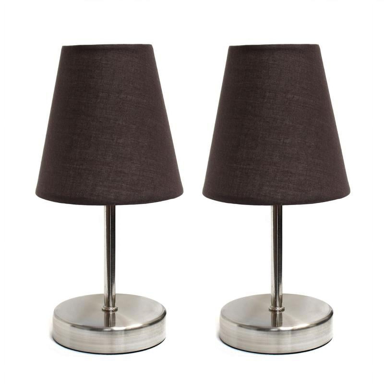 Free Shipping! Simple Designs Sand Nickel Mini Basic Table Lamp with ...