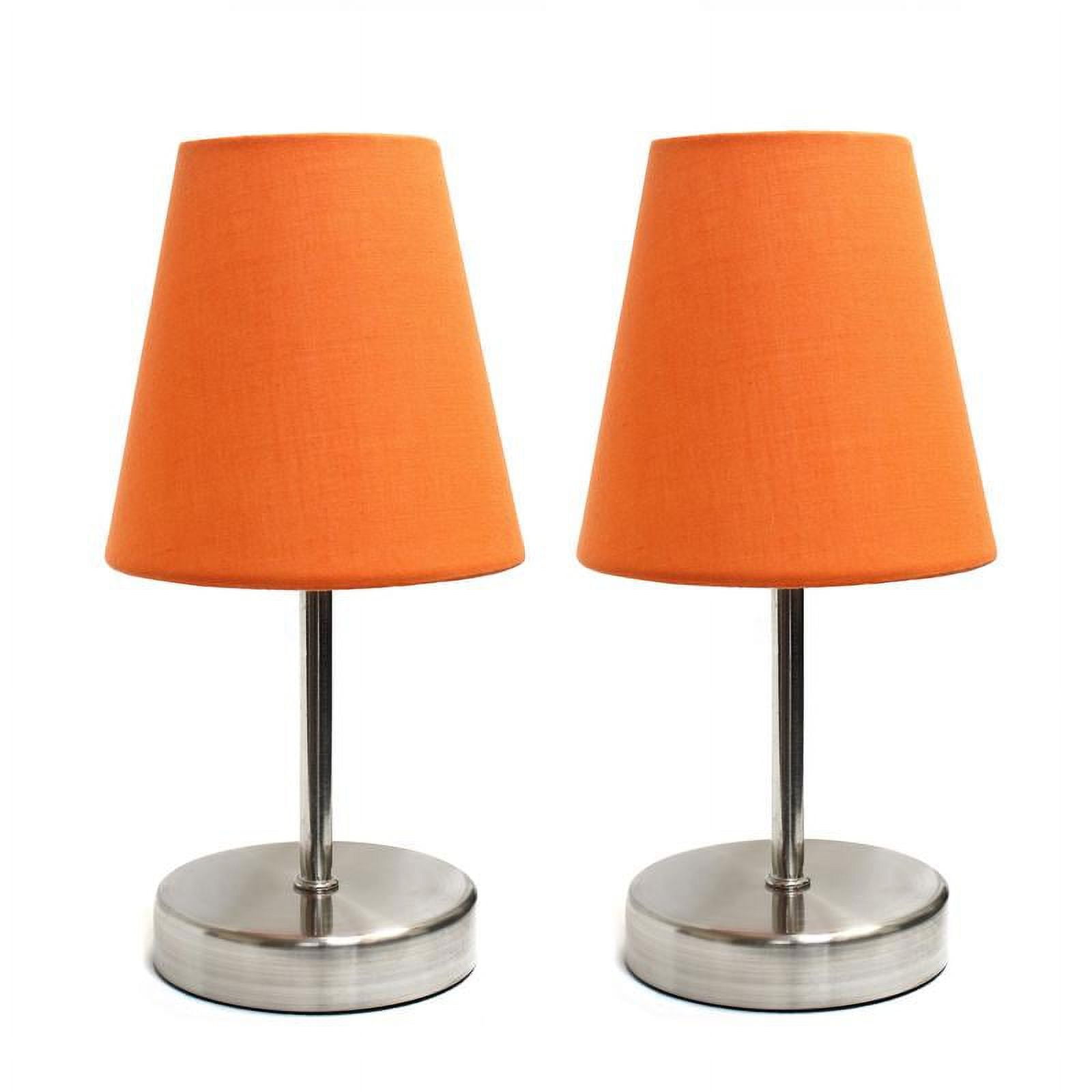 Simple Designs Sand Nickel Mini Basic Table Lamp with Fabric Shade 2 ...