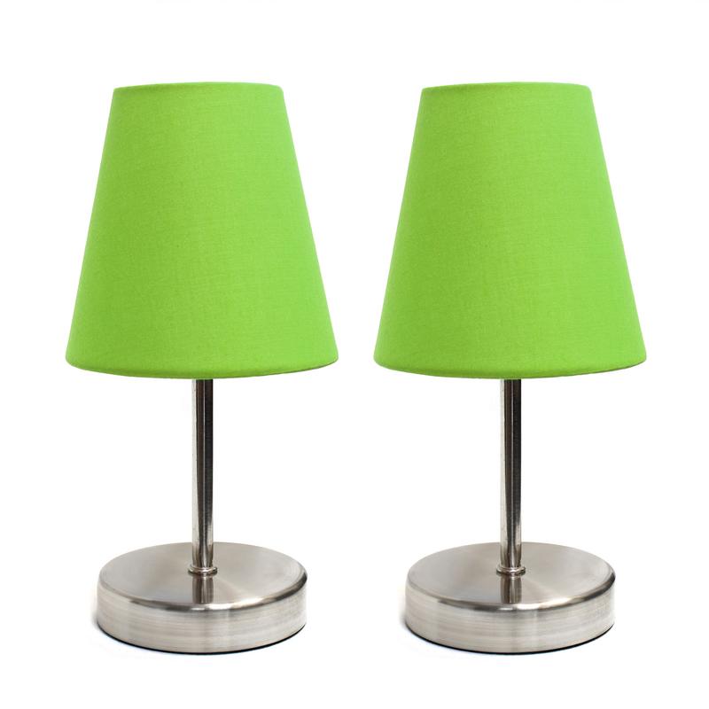 Simple Designs Sand Nickel Mini Basic Table Lamp with Fabric Shade 2 ...