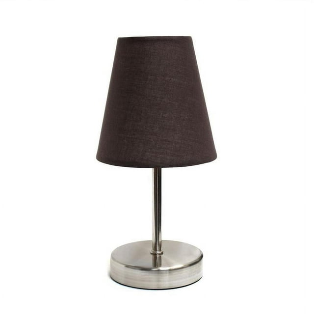 Simple Designs Sand Nickel Mini Basic Table Lamp with Fabric Shade ...