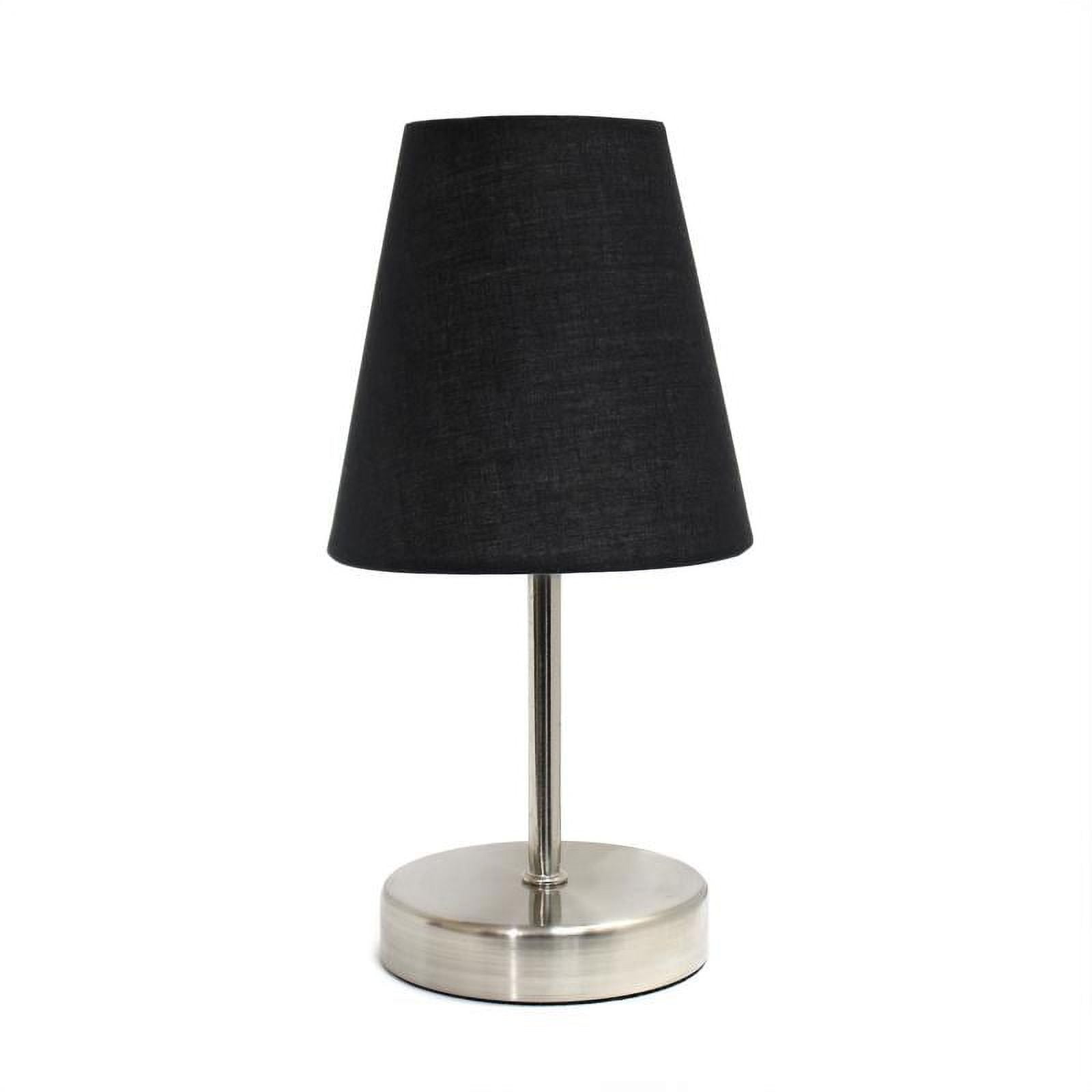 Simple Designs Sand Nickel Mini Basic Table Lamp with Fabric Shade ...