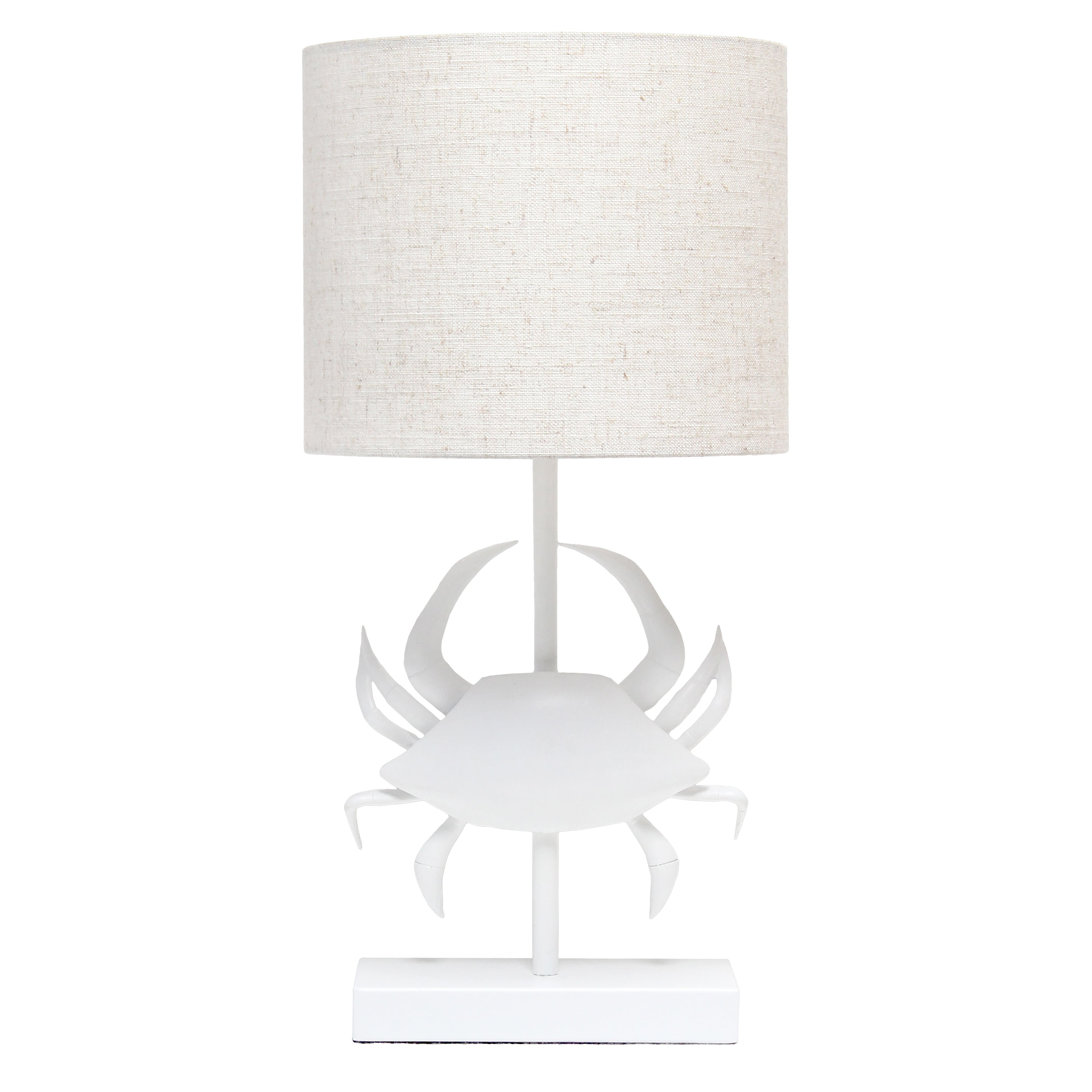 Simple Designs Coastal White Pinching Crab Shaped Table Lamp with Light ...