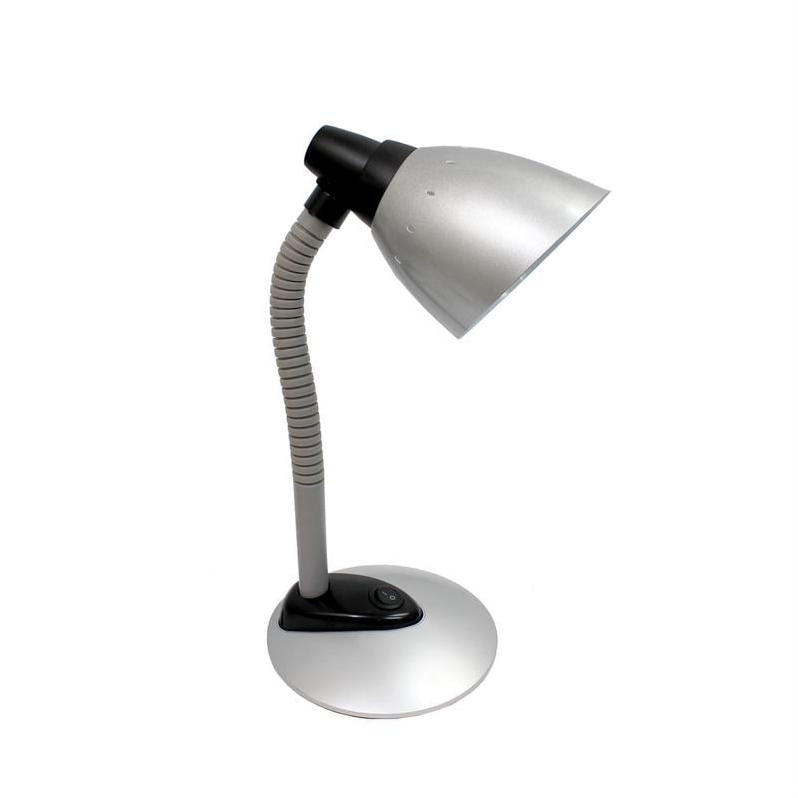 Simple Designs Silver High Power LED Desk Lamp with Flexible Hose Neck ...