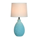 Simple Designs Textured Stucco Ceramic Oval Table Lamp, 14" height ...