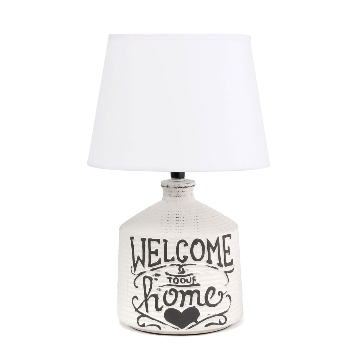 Simple Designs Rustic Ceramic Farmhouse Lamp with Welcome Home Accent ...
