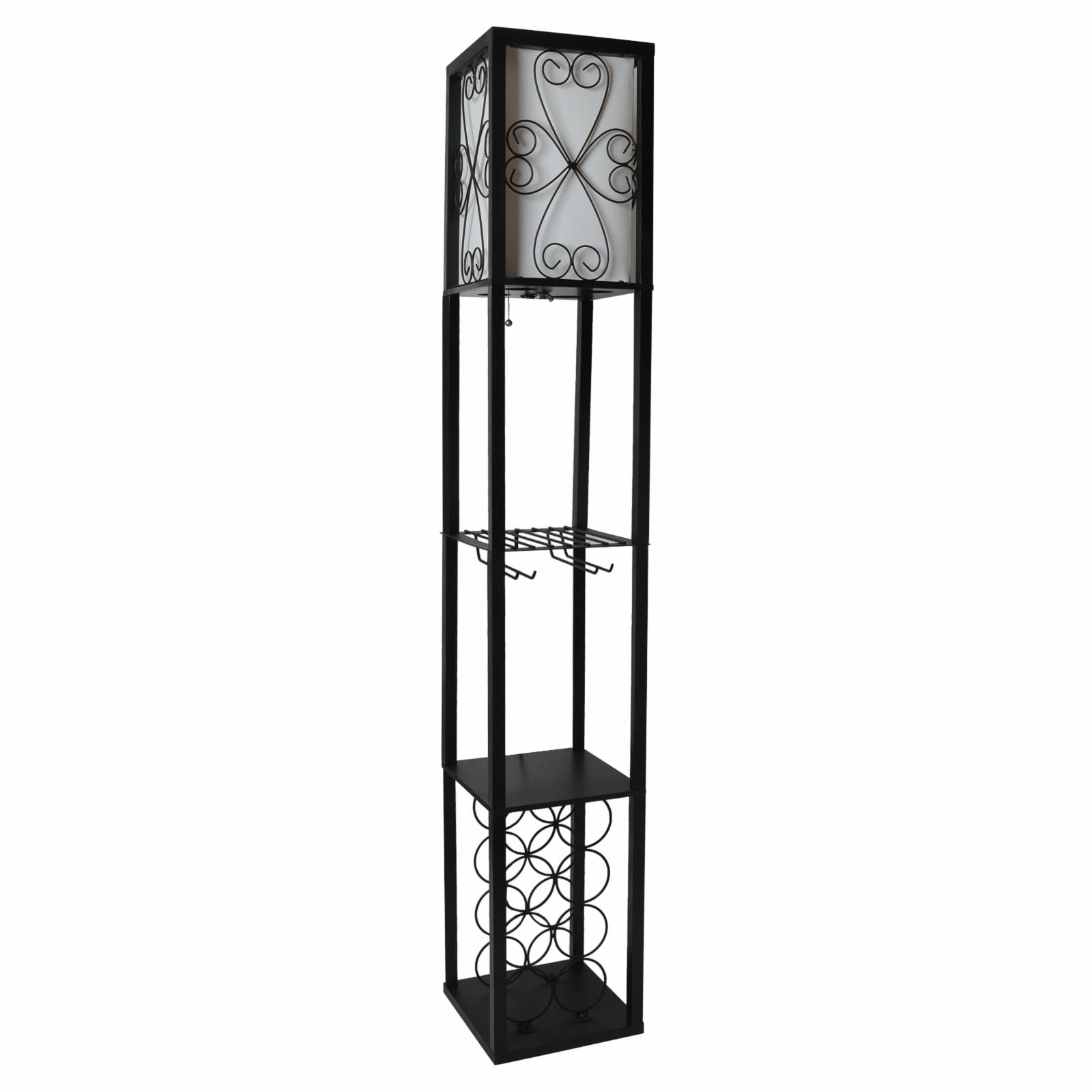 Simple Designs Floor Lamp Etagere Organizer Storage Shelf and Wine Rack ...