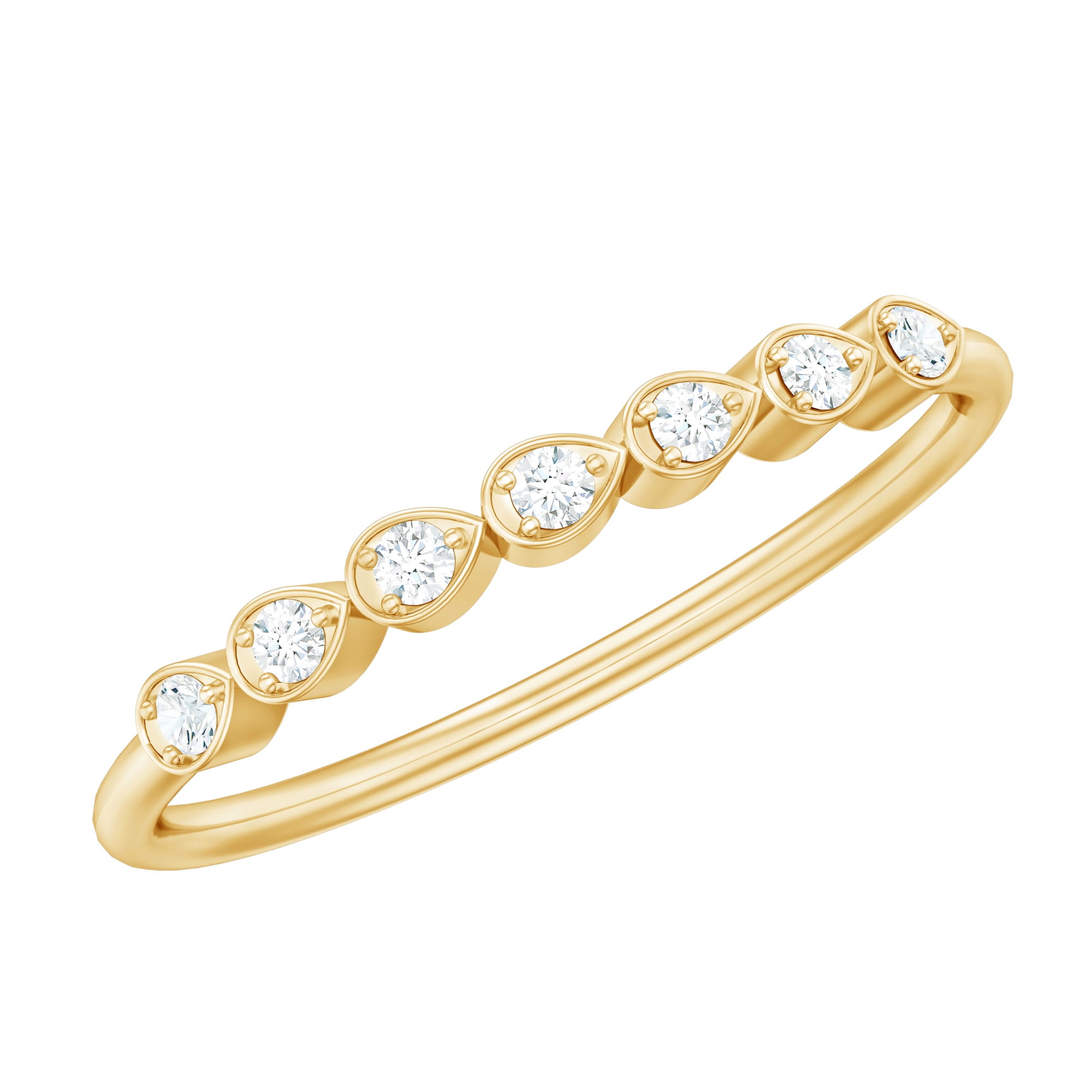 Rosec Jewels Simple Diamond Seven Stone Stackable Ring for Her, 18K ...