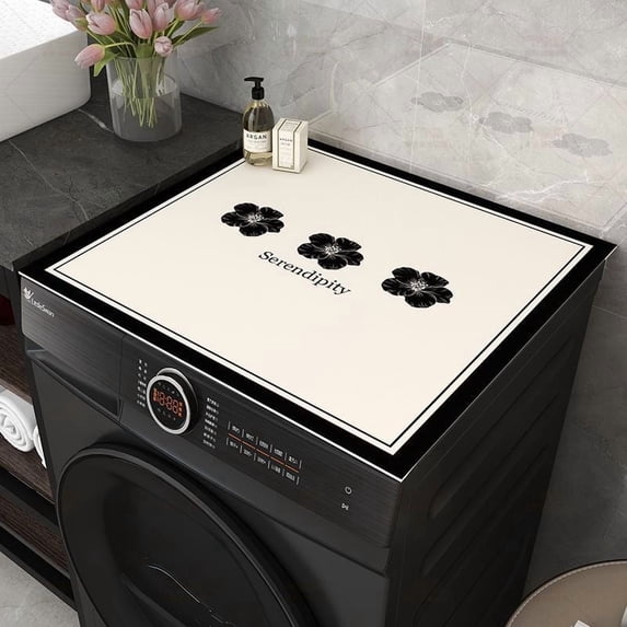 Simple Diatom Mud Washing Machine Mat - Floral Design, Stain-Resistant ...