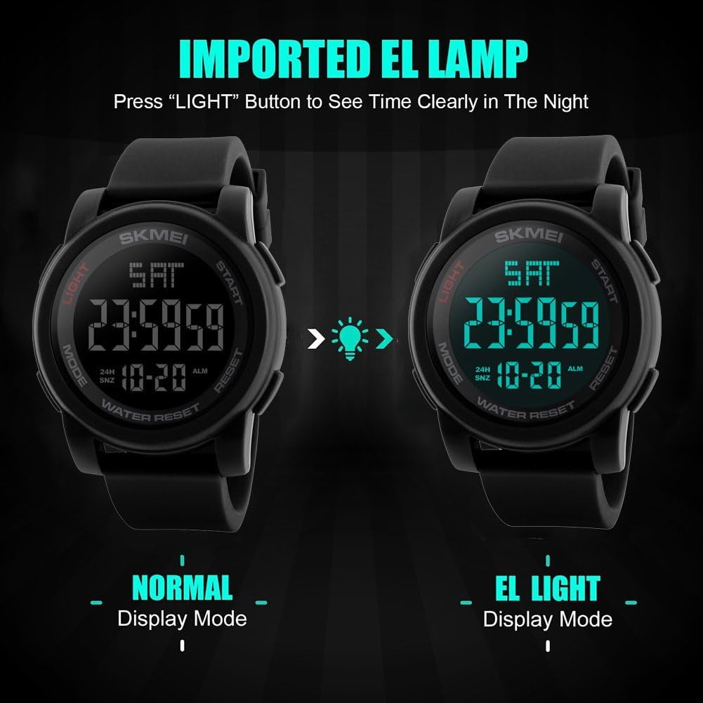 Simple Digital Men’s Military Watches Waterproof Electronic LED Double ...