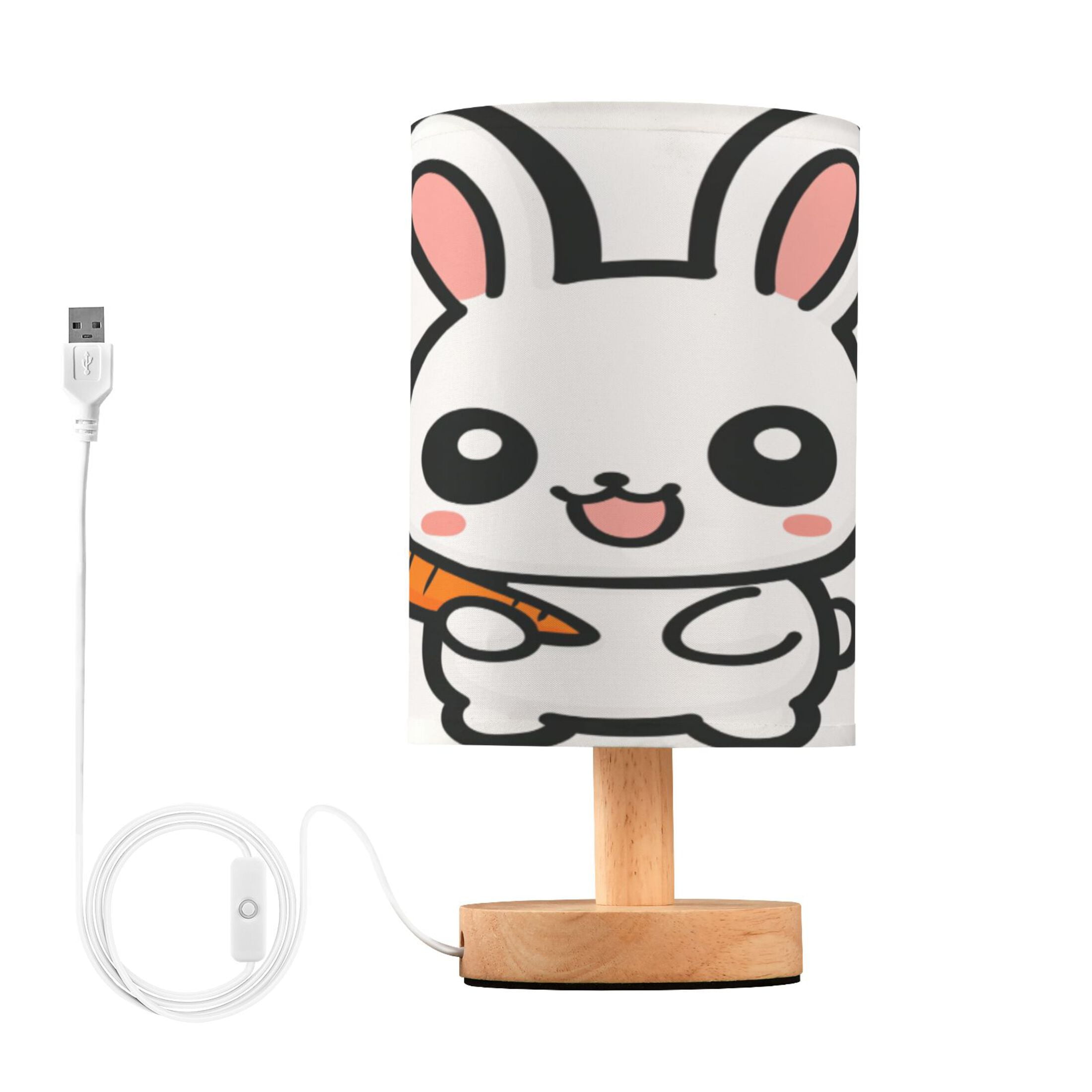 Simple Doodle Rabbit USB Powered Canvas Shade Desk Lamp LED Light with ...