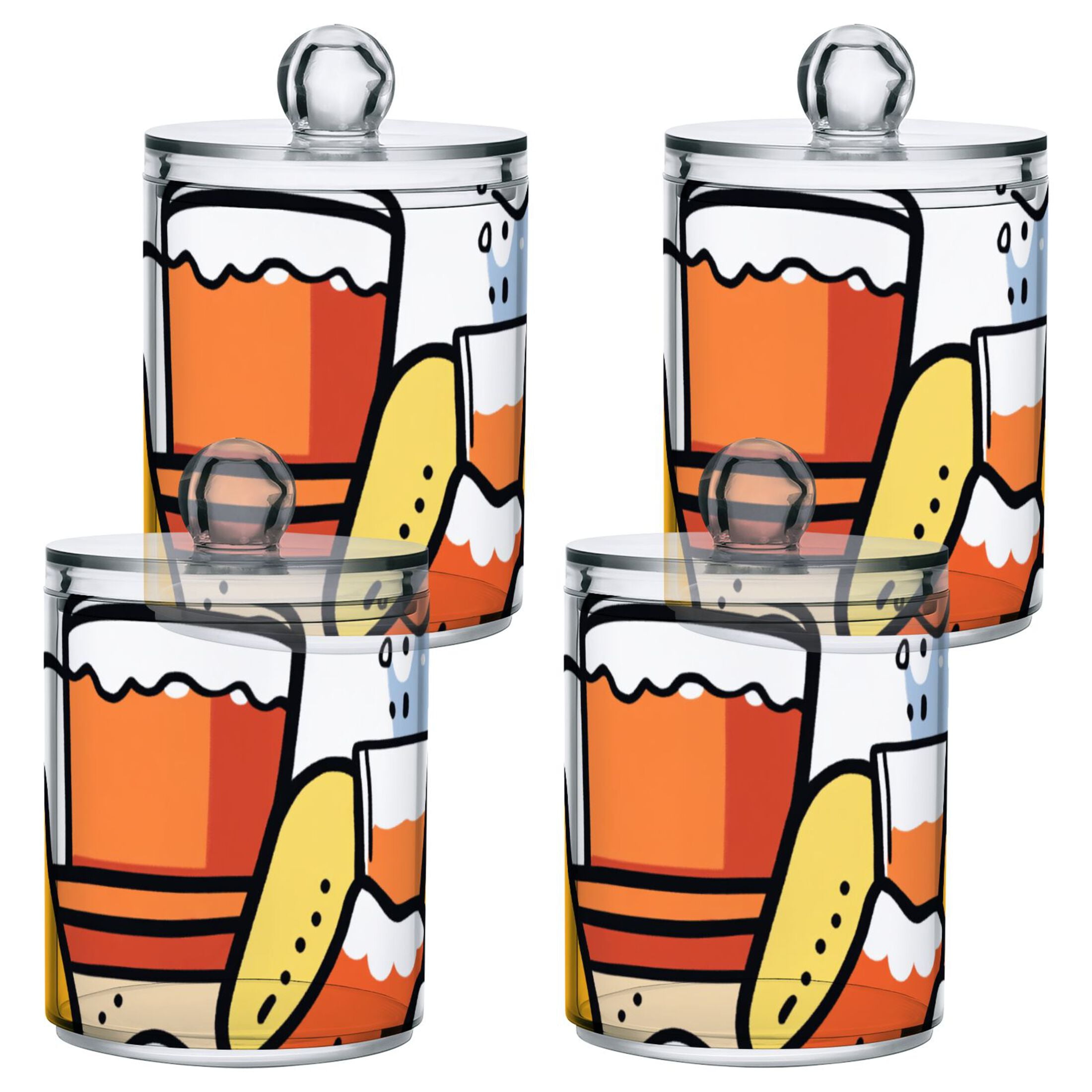 Simple Doodle Style Illustrations Bathroom Canisters Set of 4 ...