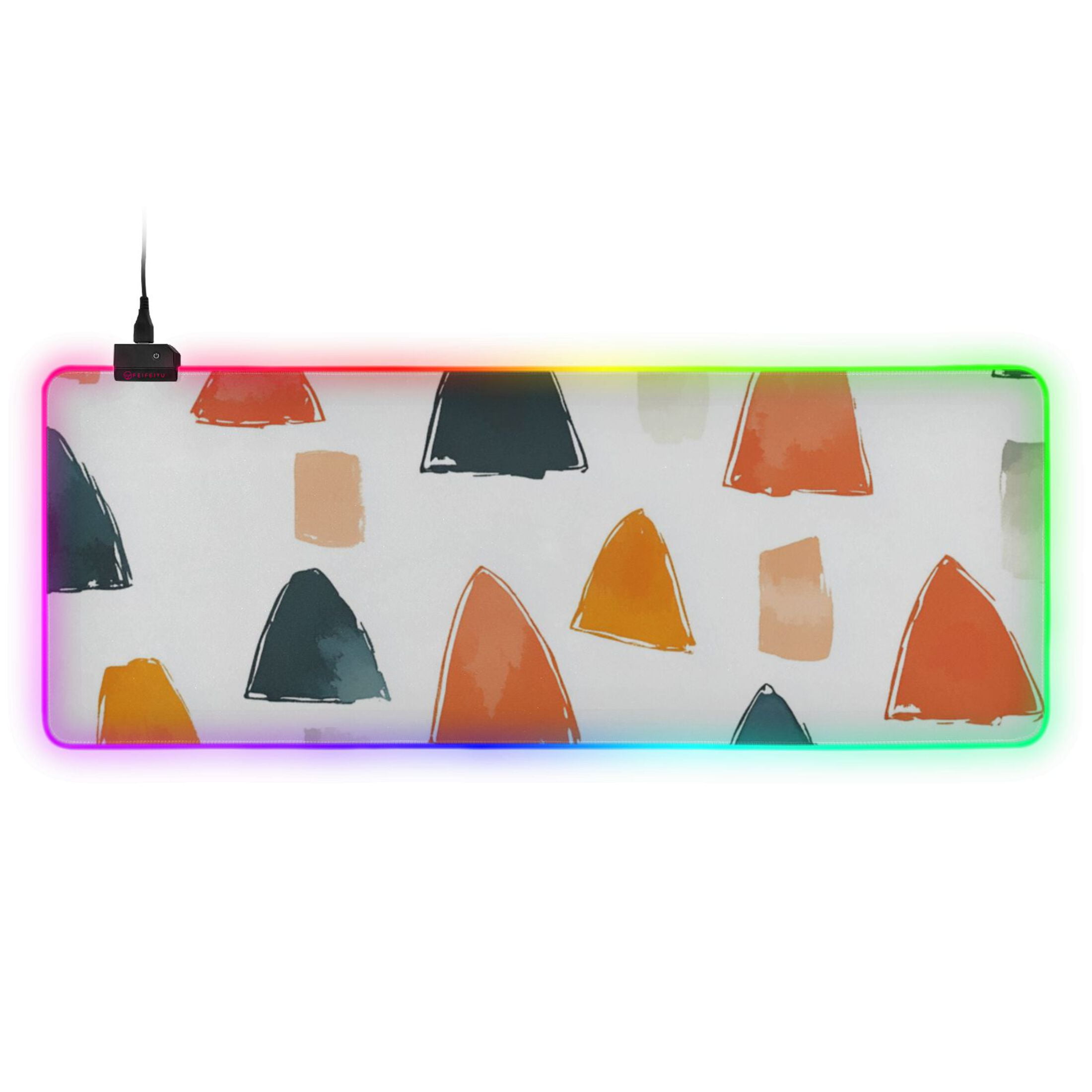 Simple Doodle Triangle RGB Gaming Mouse Pad Large Keyboard Mat Rubber ...
