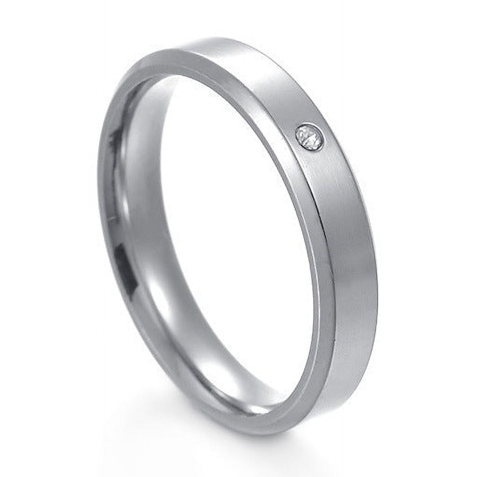 Simple Double Beveled Gold Plated Stainless Steel And Zirconia Ring ...