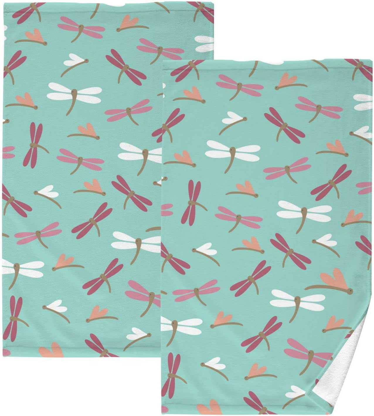 Simple Dragonfly Pattern Towels Set of 2, Super Soft Absorbent Hand ...