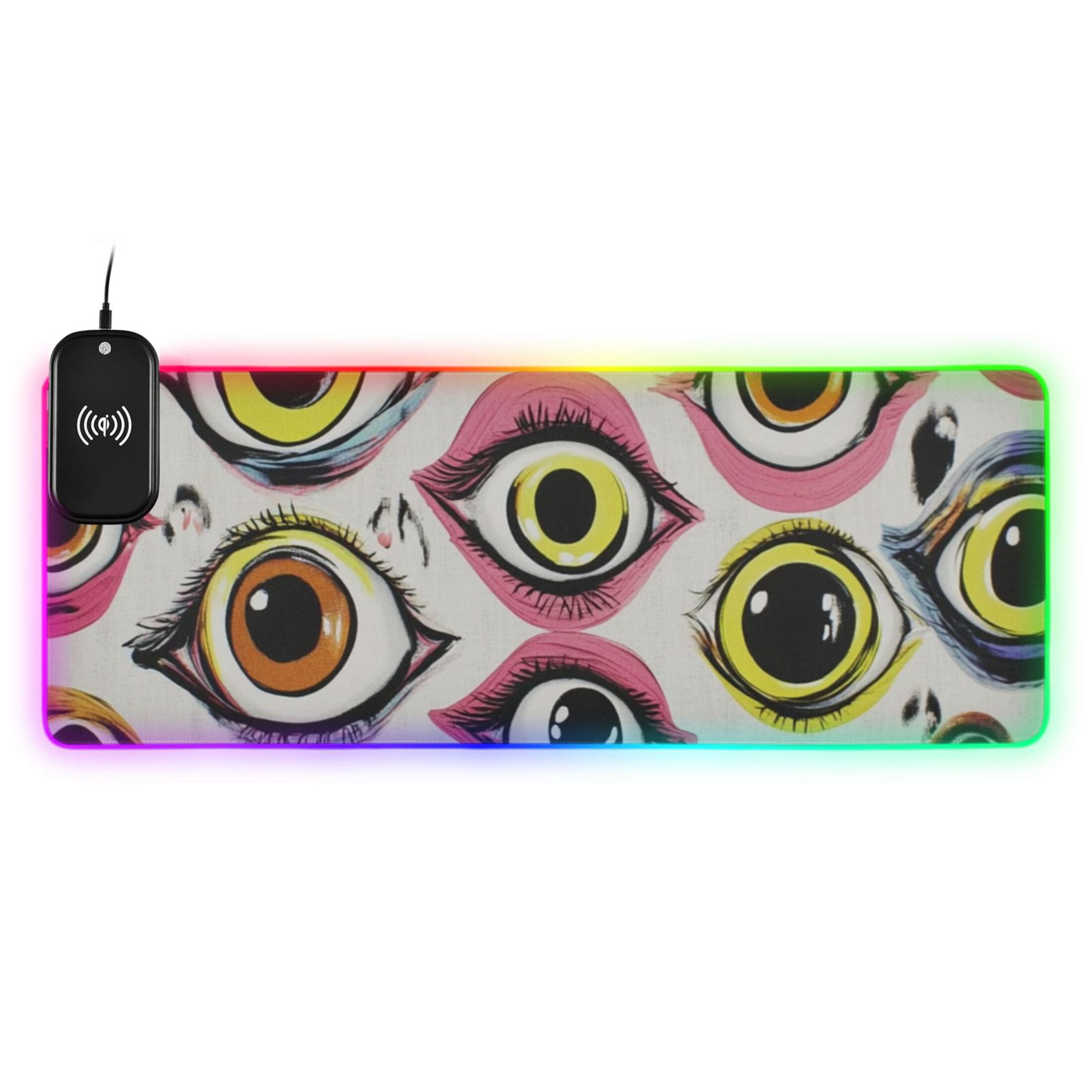 Simple Drawing Composed Of Eyes Wireless Charging RGB Gaming Mouse Pad ...