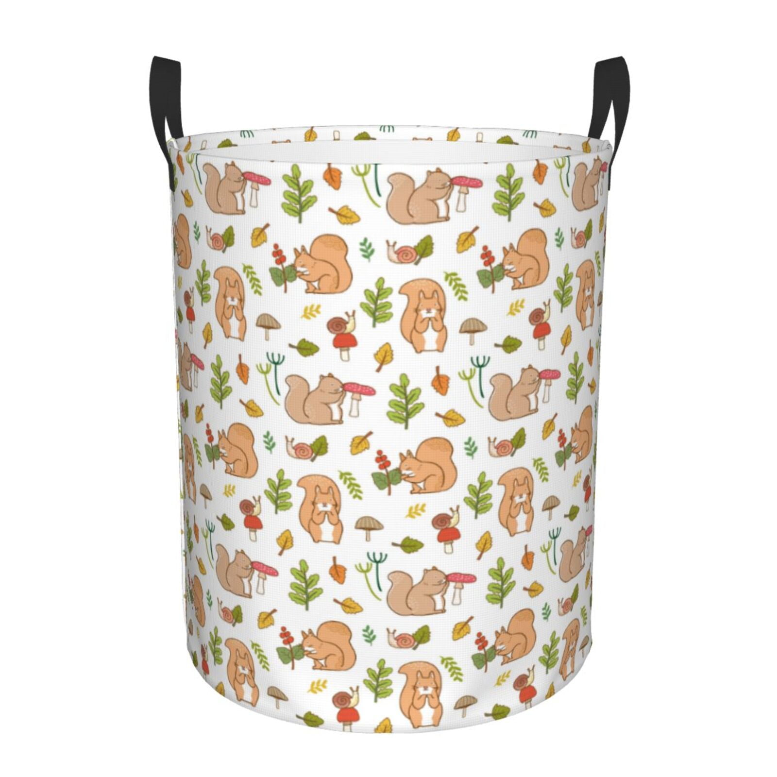 Simple Drawing Cute Squirrel Laundry Basket with Handles - Freestanding ...
