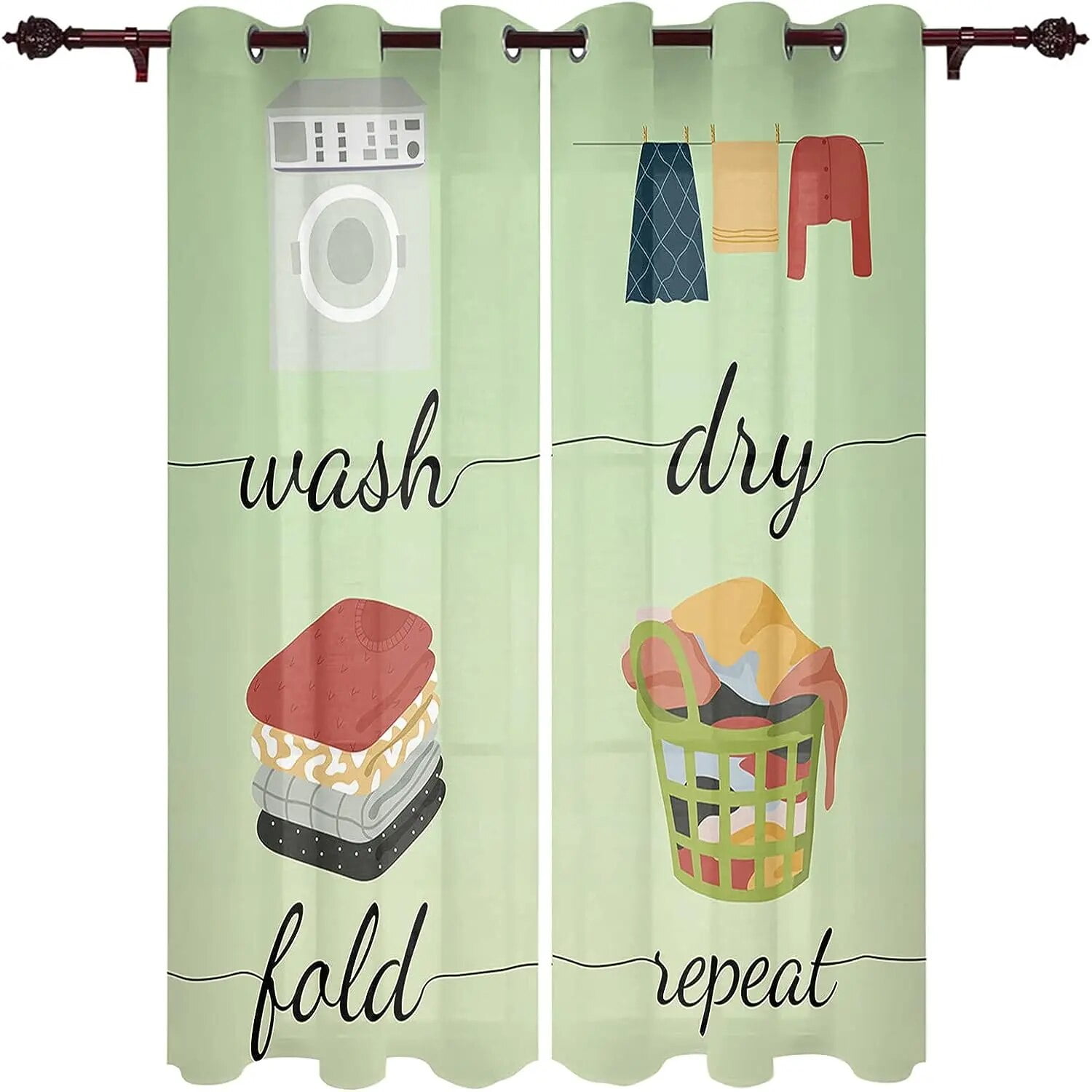 Simple Drawn Laundry Room Curtain for Living Room Kitchen Customize ...