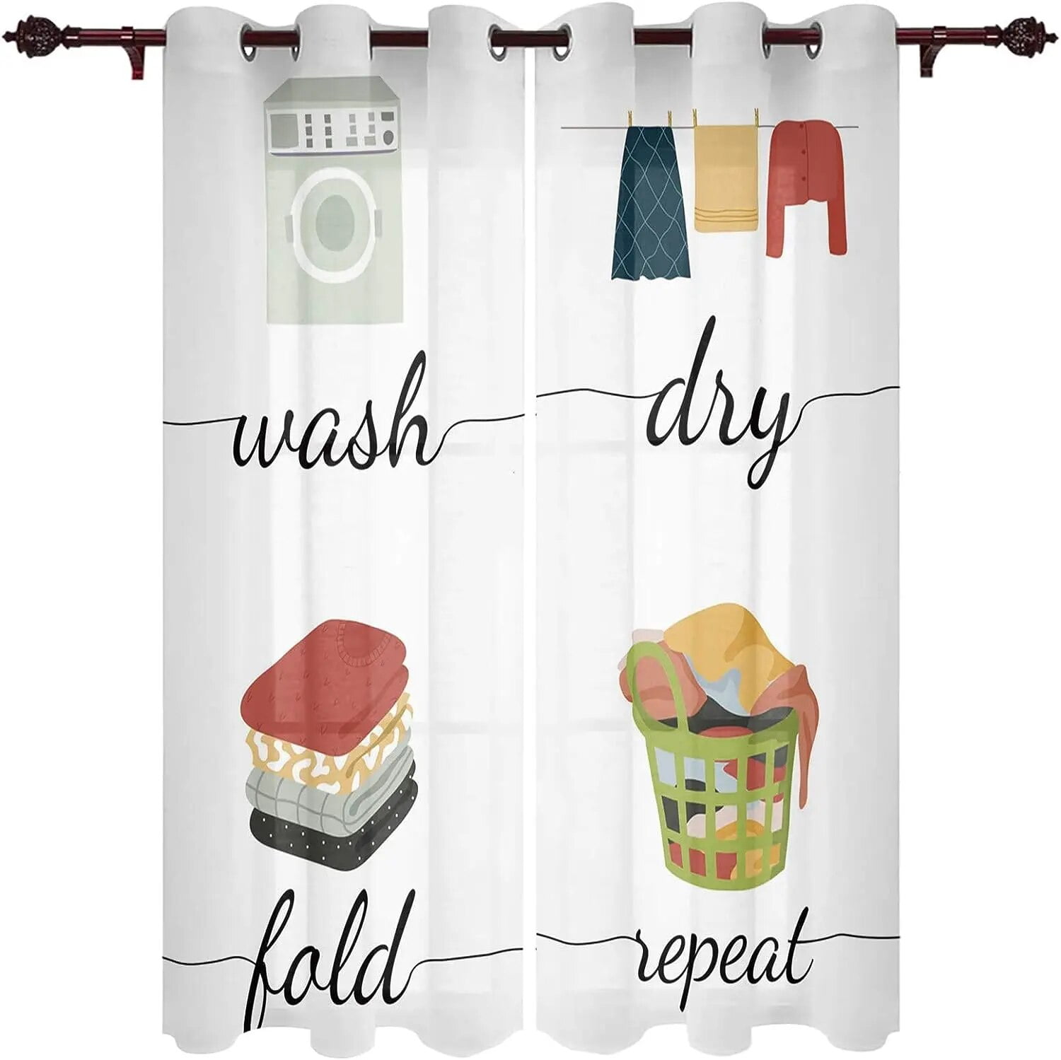 Simple Drawn Laundry Room Curtain for Living Room Kitchen Customize ...