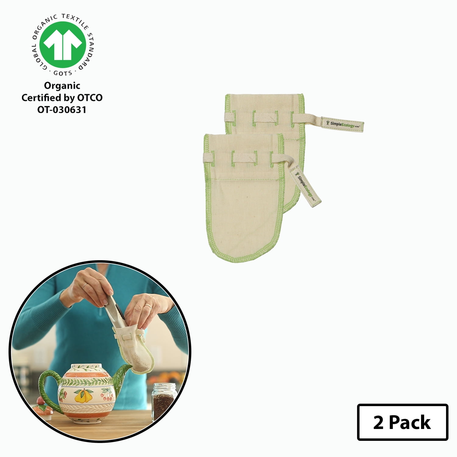 Simple Ecology Organic Cotton Straining Bags, Reusable Fine Mesh Tea ...