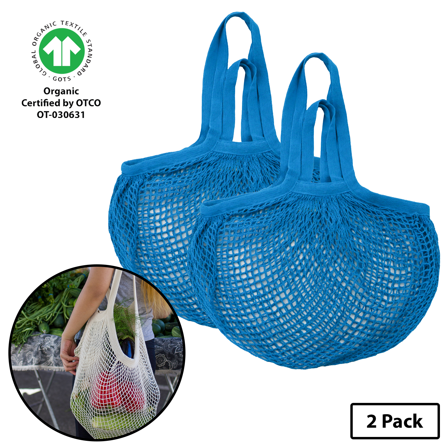 Simple Ecology Organic Cotton Heavy Duty Double Handle Reusable Market ...