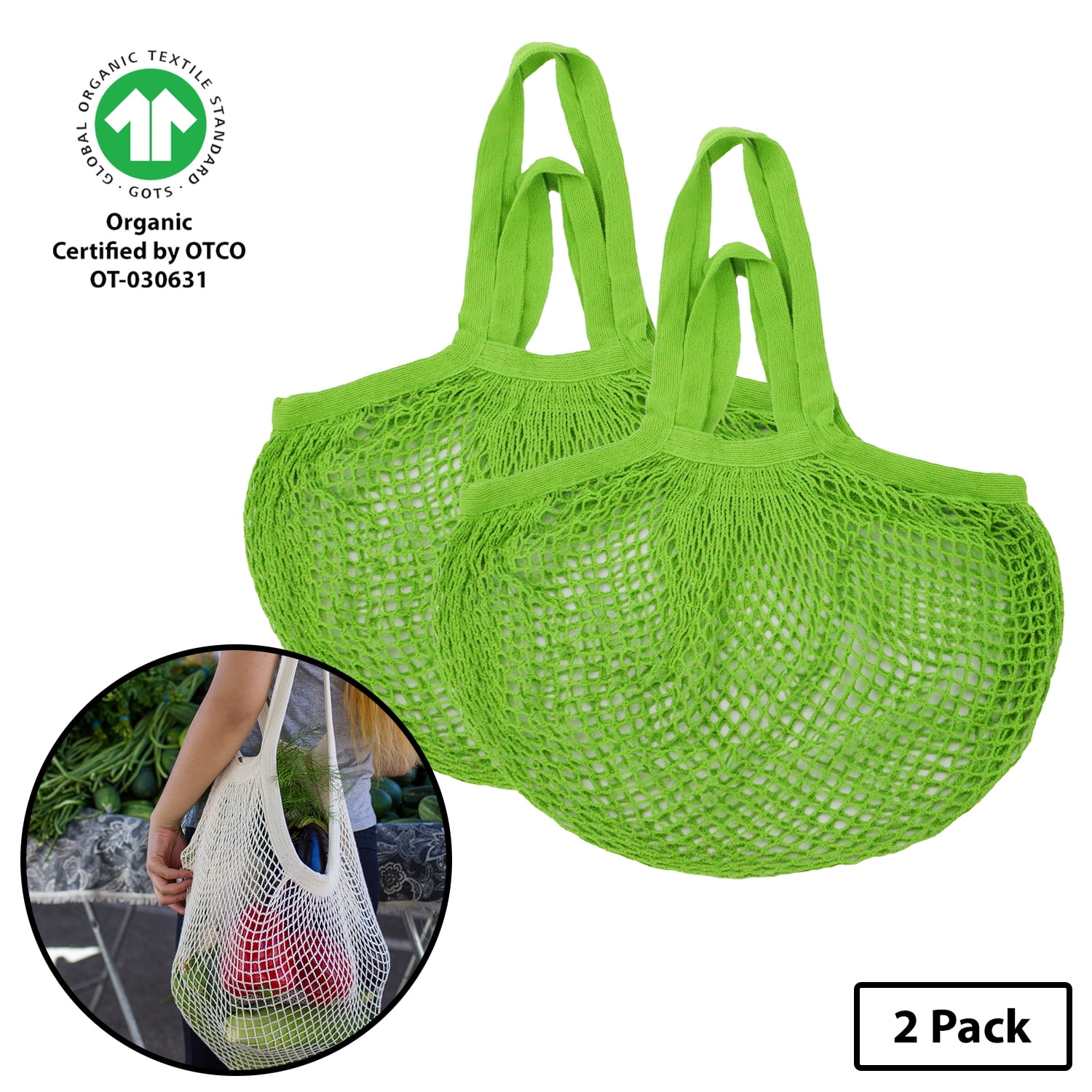 Simple Ecology Organic Cotton Heavy Duty Double Handle Reusable Market ...