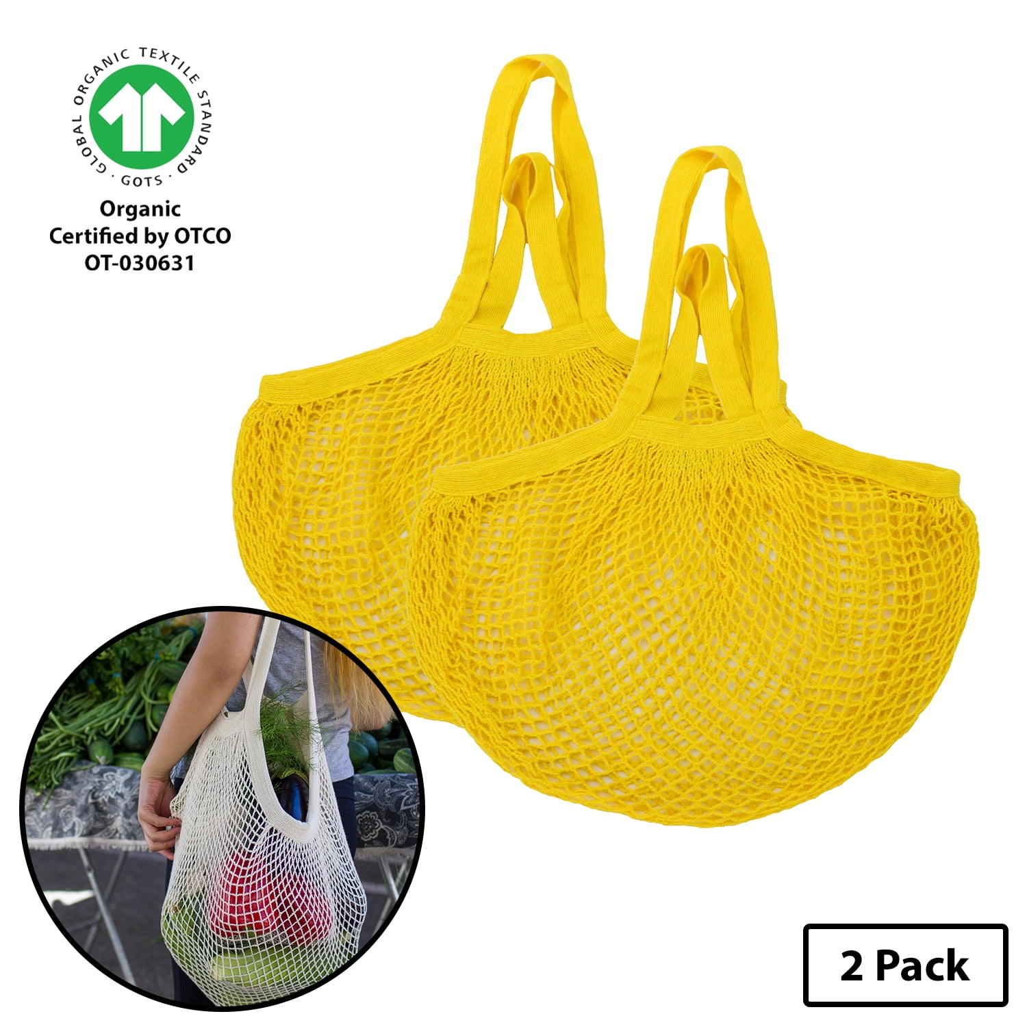 Simple Ecology Organic Cotton Heavy Duty Double Handle Reusable Market ...