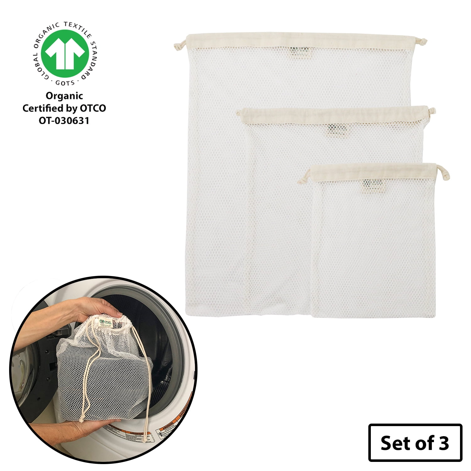 Simple Ecology Organic Cotton Mesh Laundry, Washer and Dryer Bags - Set ...