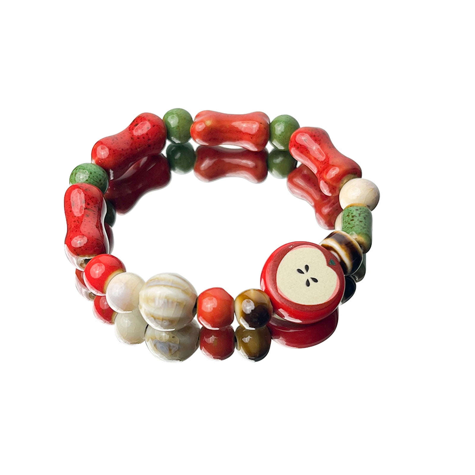 Simple Elastic Ceramic Bead with Rainbow Effect Wrist Jewelry Suitable ...