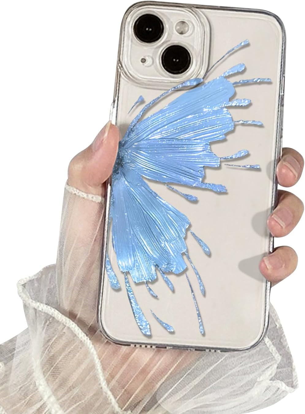 Simple Elegant Blue Butterfly Half Wing Phone Case for iPhone ...