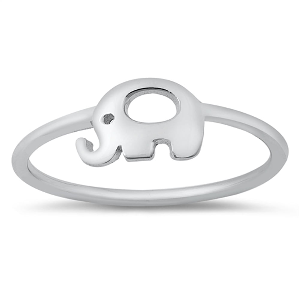 Simple Elephant Animal Cutout Ring .925 Sterling Silver Band Jewelry ...