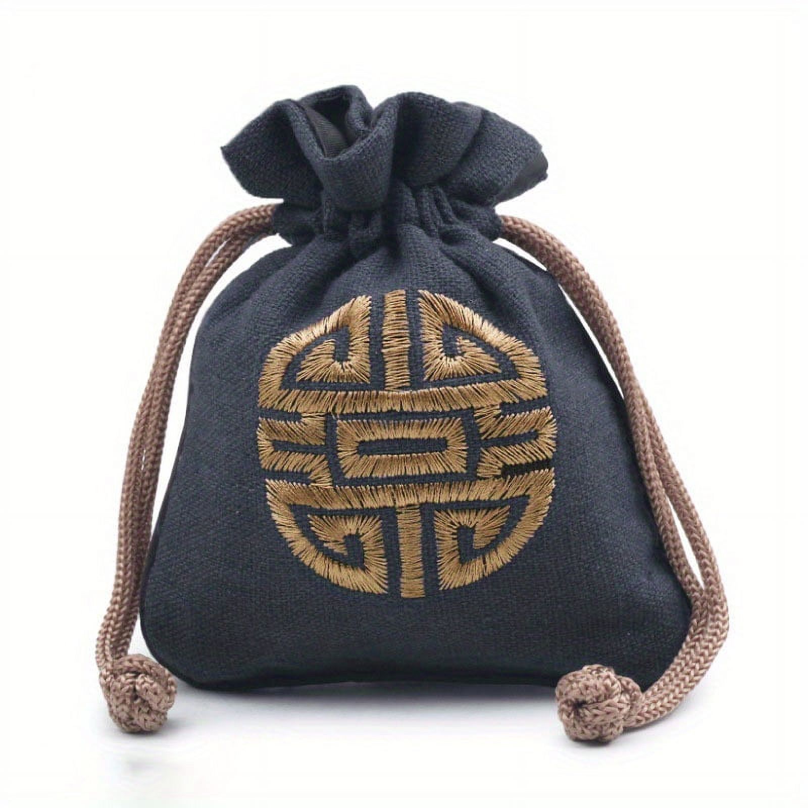 Simple Embroidered Drawstring Bag, Mini Versatile Storage Bag ...