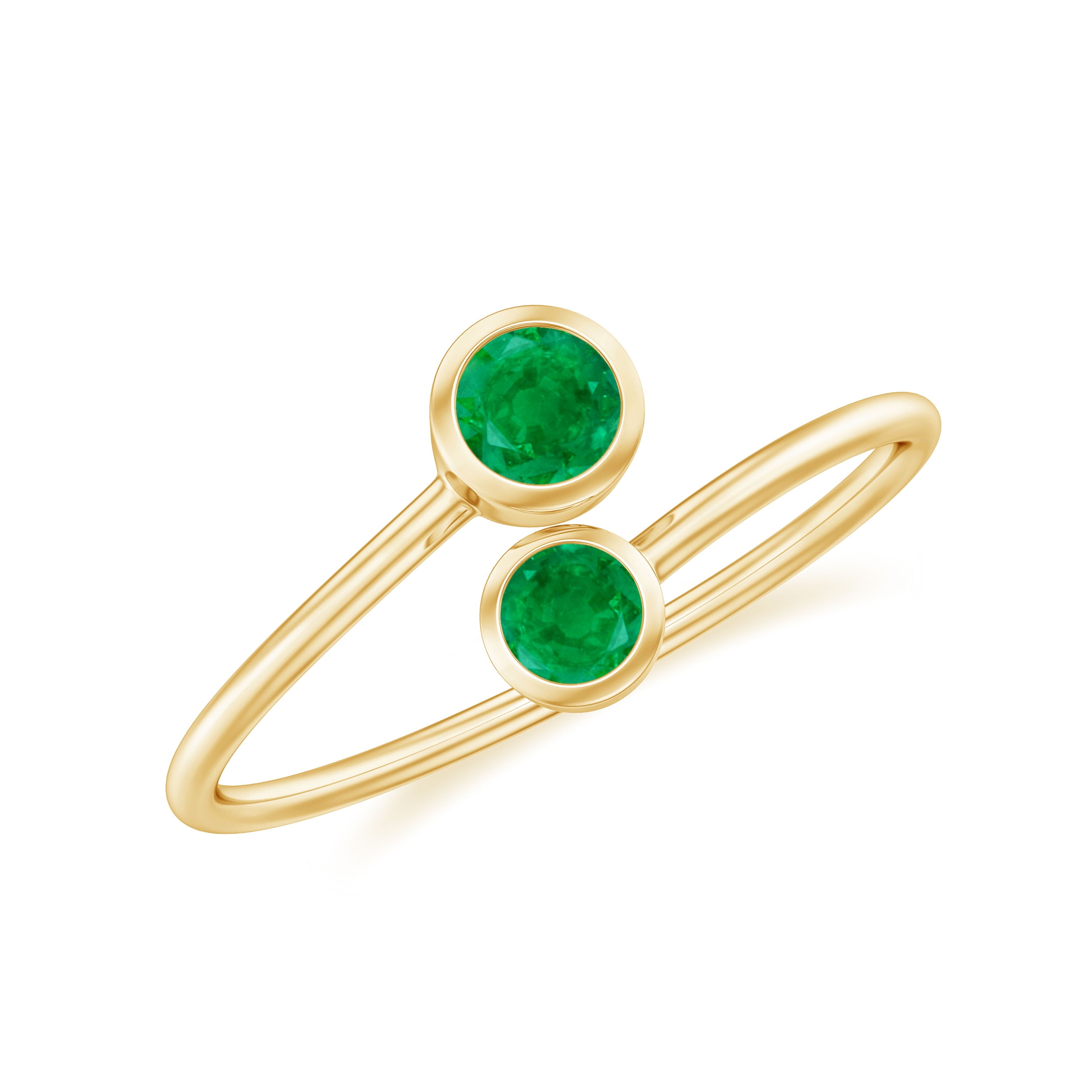 Simple Emerald Promise Ring for Women, Two Stone Bypass Ring (AAA ...