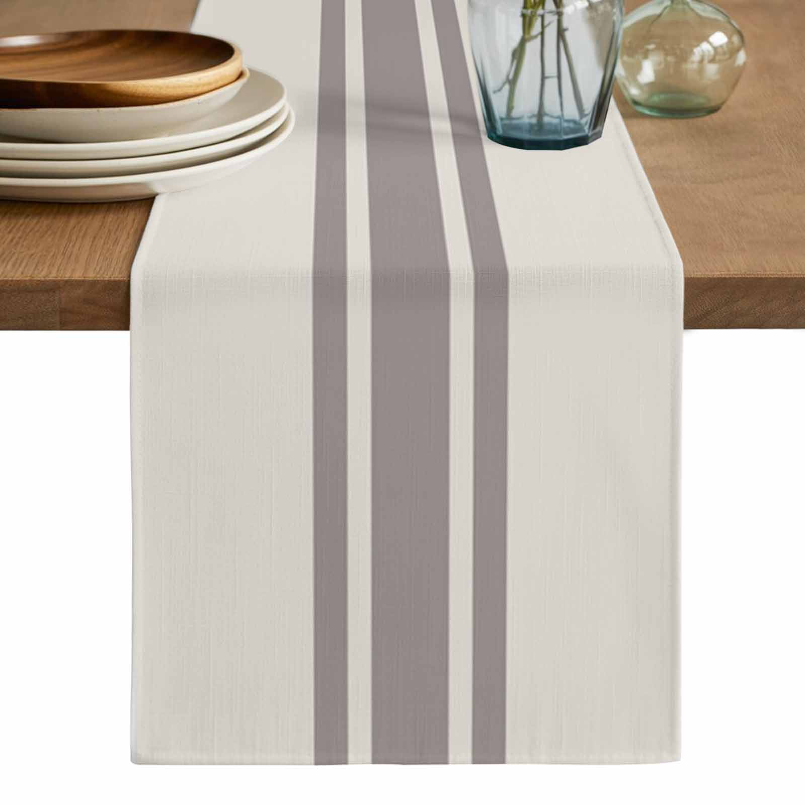 Simple Farmhouse Style Table Runner, Abstract Grey Geometric Stripe ...