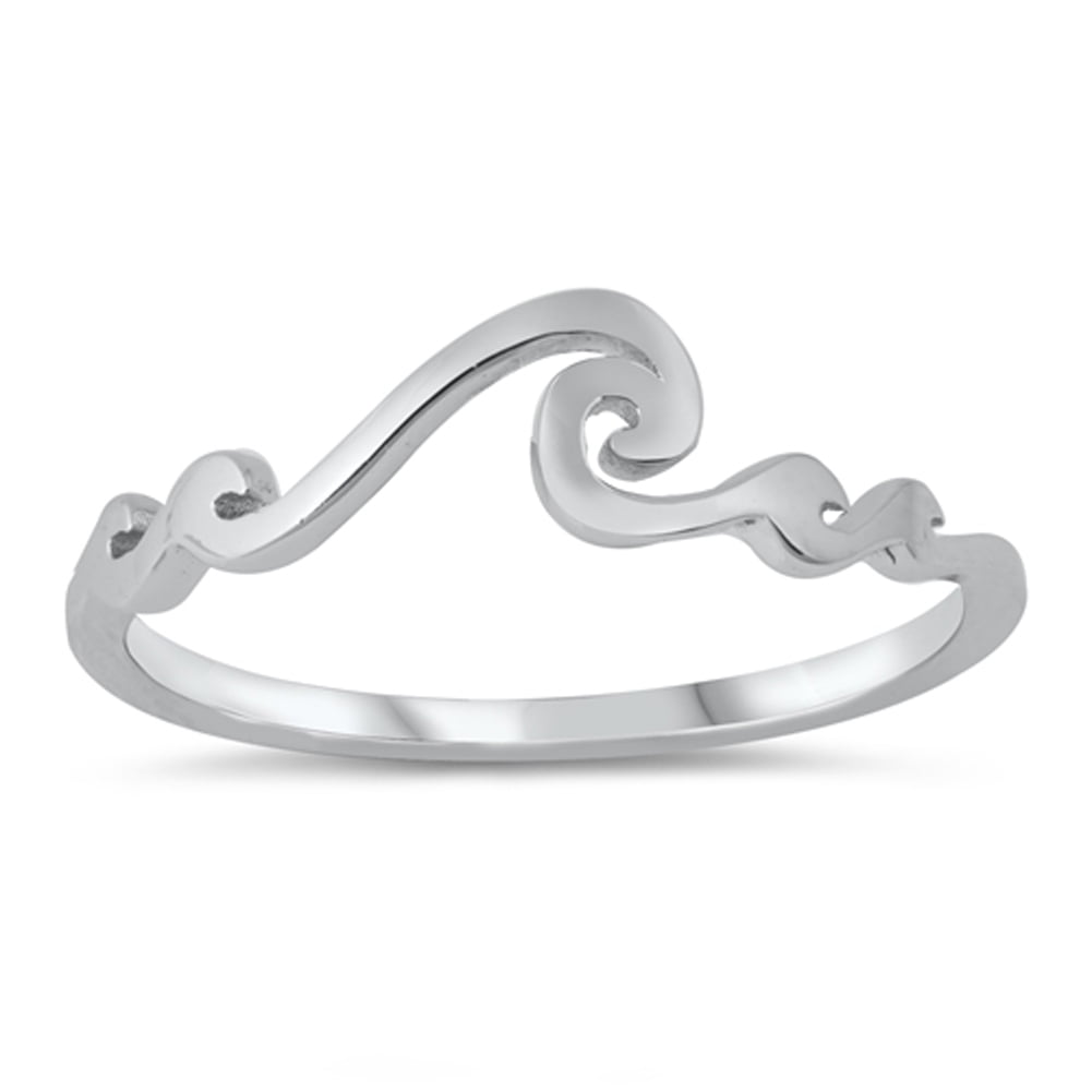 Simple Filigree Swirl Wave Ring .925 Sterling Silver Band Jewelry ...