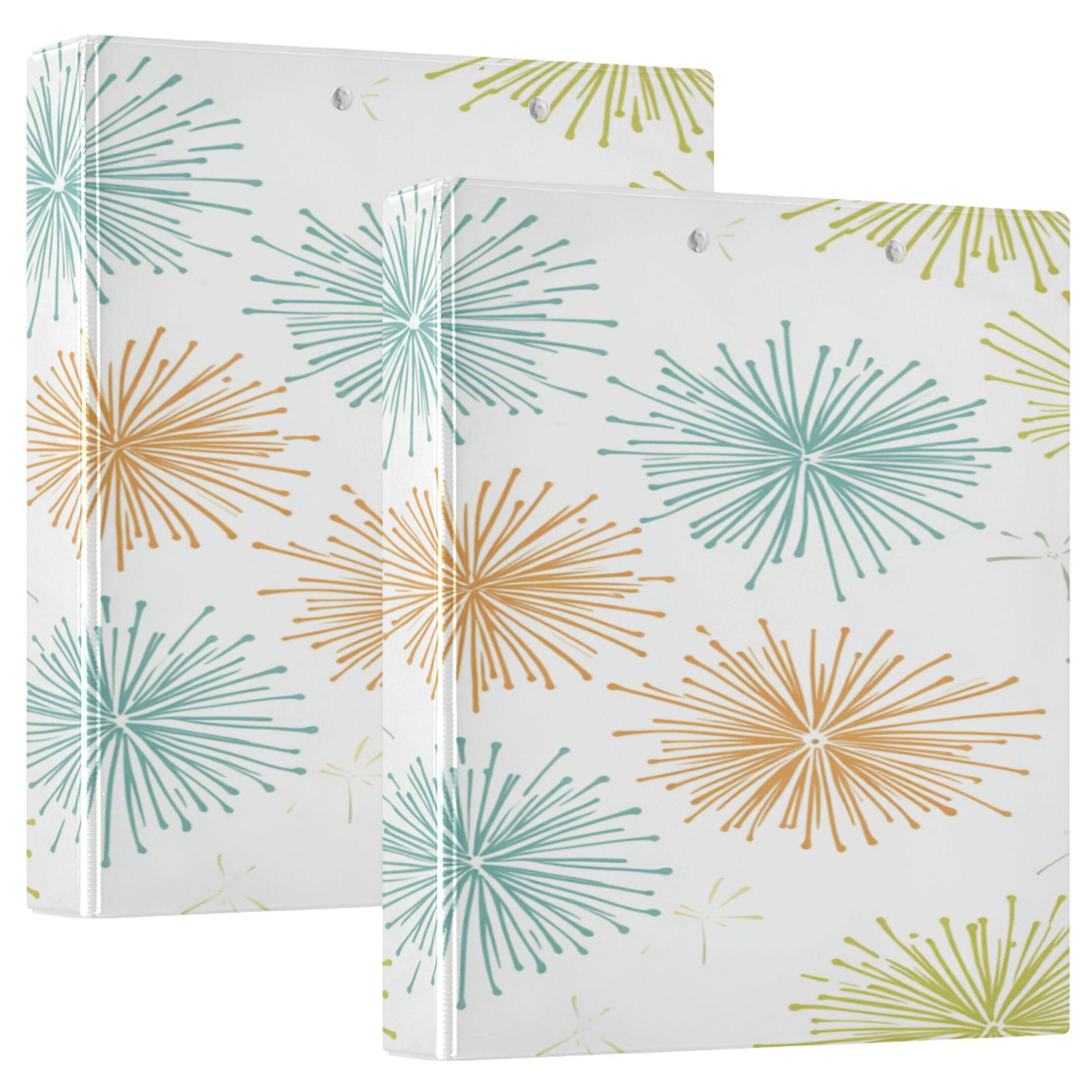 Simple Fireworks Pattern 12.4x10.6in PVC Round Ring Binder, D-Ring 3 ...