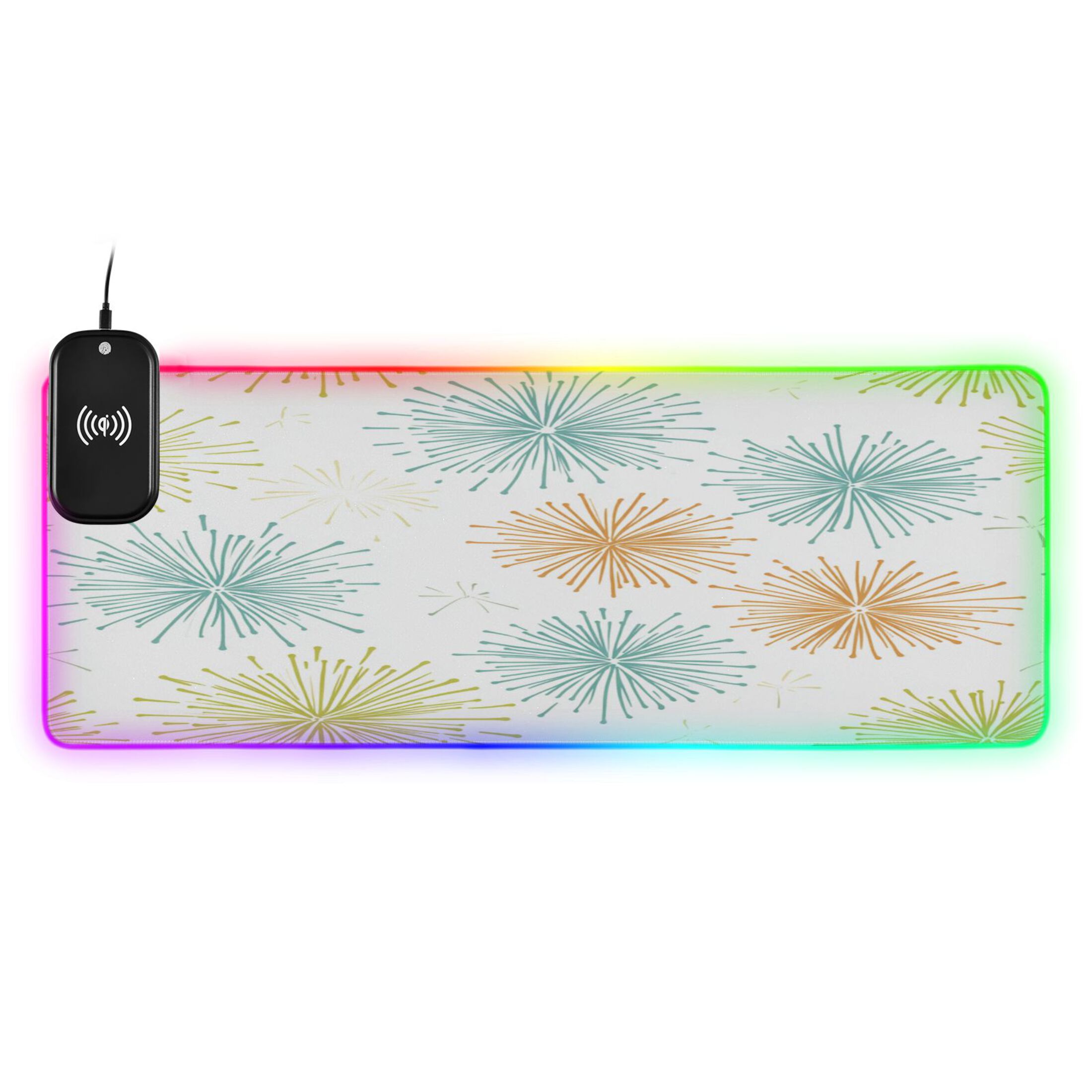 Simple Fireworks Pattern Large RGB Gaming Mouse Pad with Fast Wireless ...