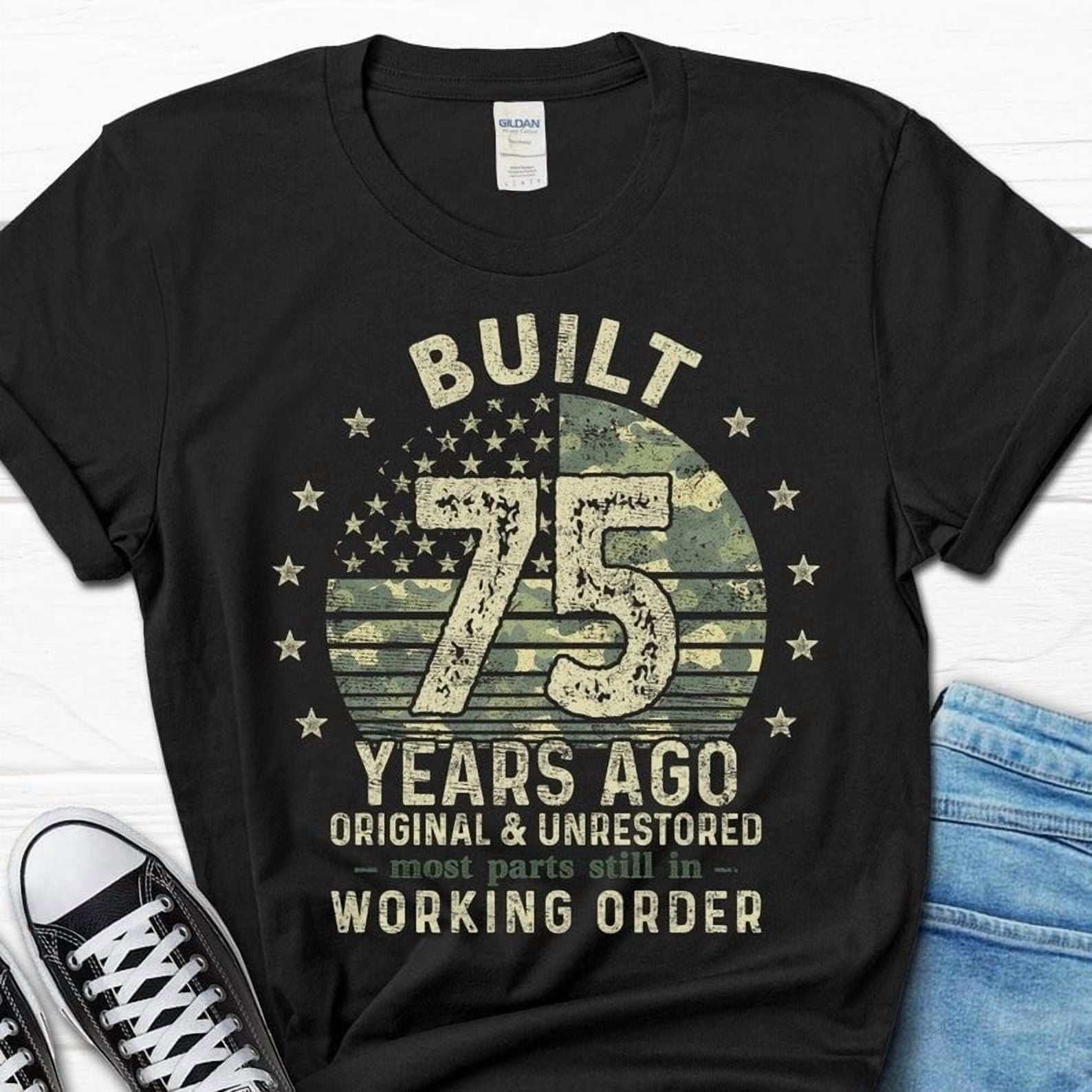 Simple Fit 2025/75Th Birthday Dad T-Shirt, Built 75 Years Ago Shirt, 75 ...