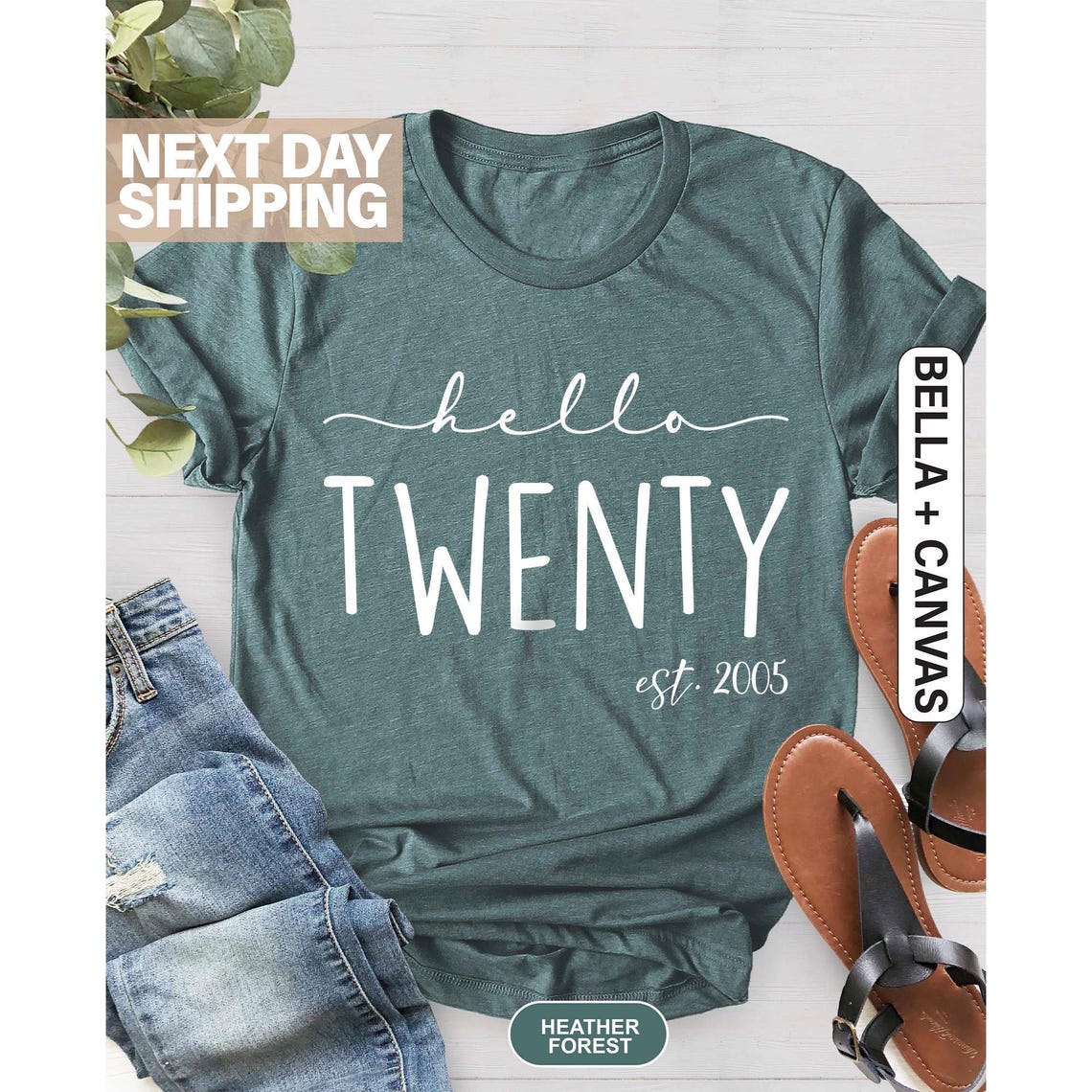 Simple Fit 20th Birthday Shirt, Hello Twenty Shirt, Birthday Party Tee ...