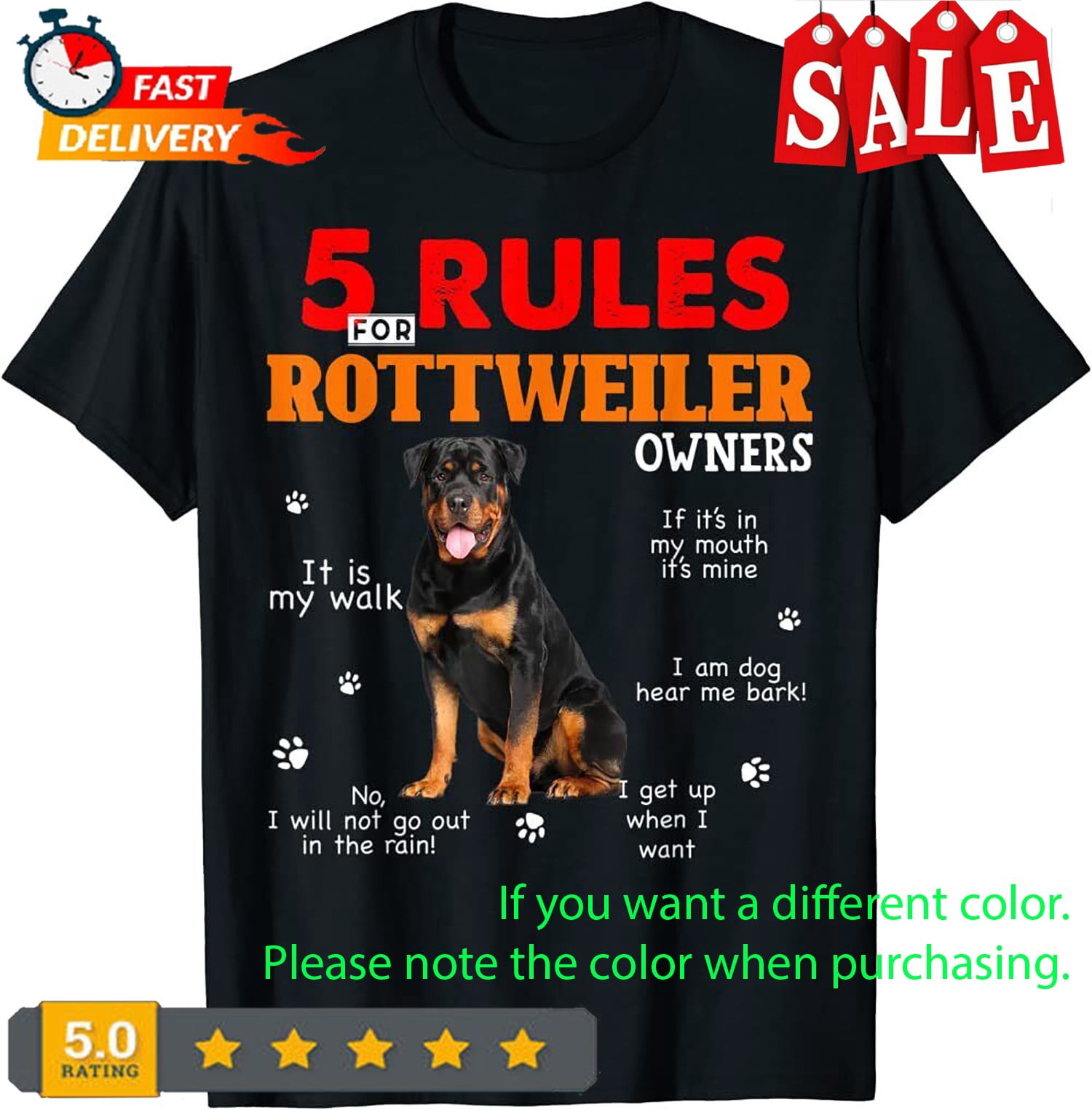Simple Fit 5 Rules For Rottweiler Owners T-Shirt Gift For Him/Her ...
