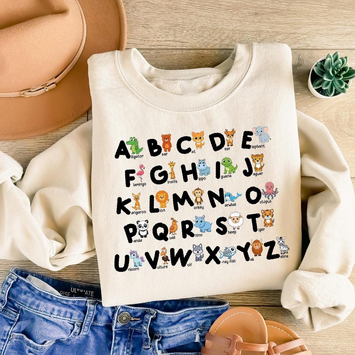 Simple Fit Alphabet Sweatshirt, Abc Shirt, Animals Alphabet Shirt ...