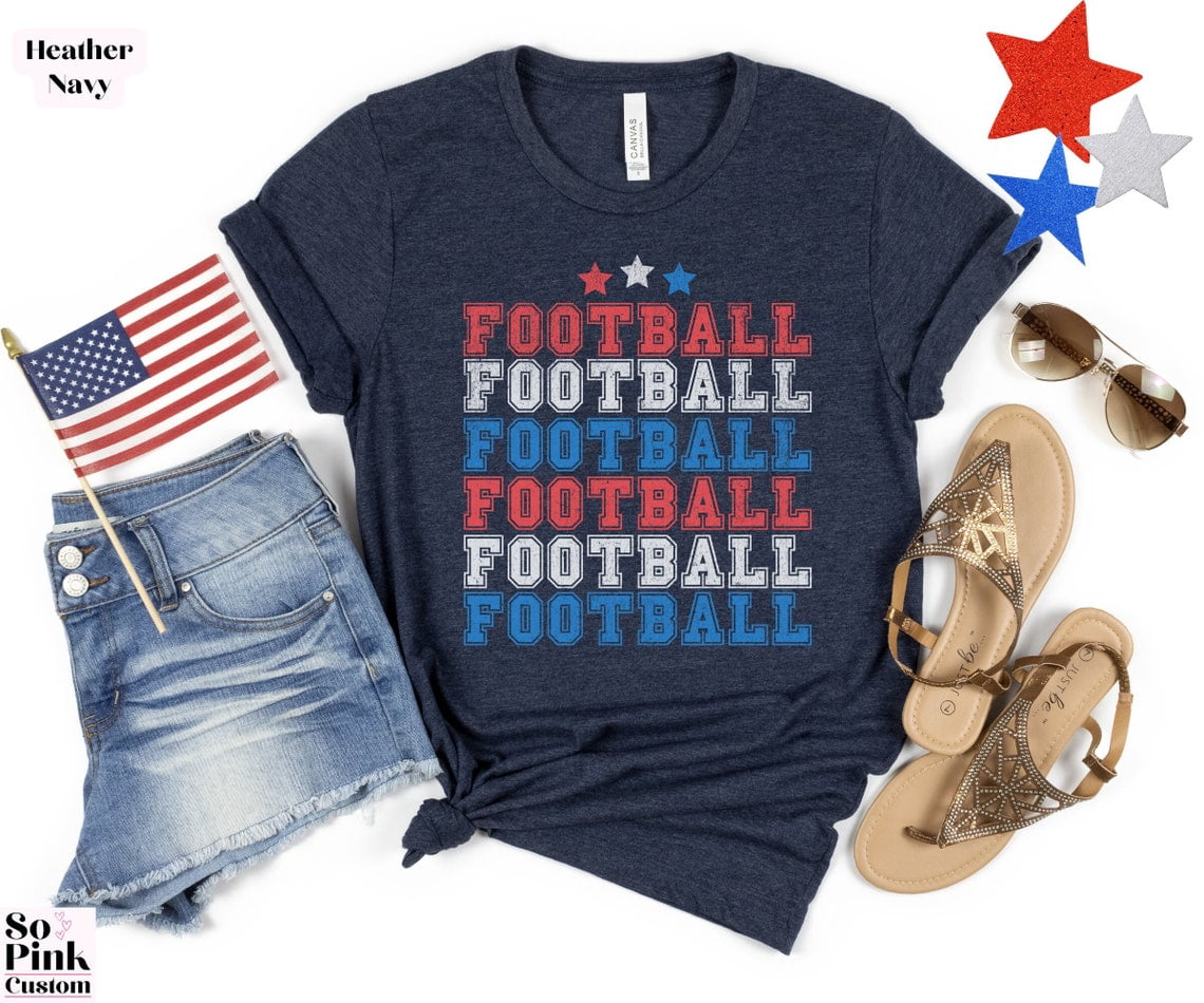 Simple Fit American Flag Football Shirt, 4th of July Shirt, College ...