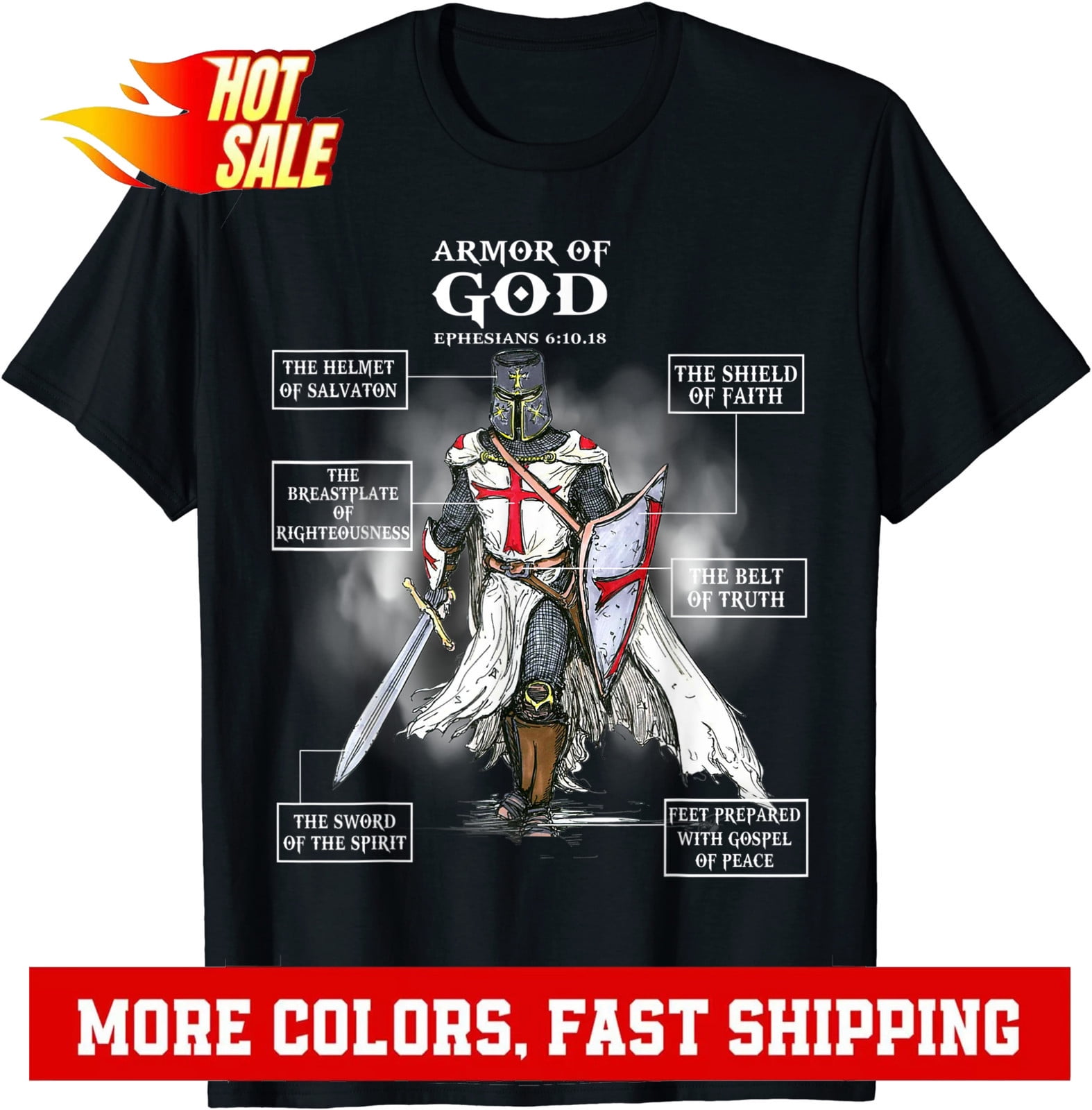 Simple Fit Armor Of God Bible Verse Great Gift For Religious Christian T-Shirt Gift For Him/Her ...