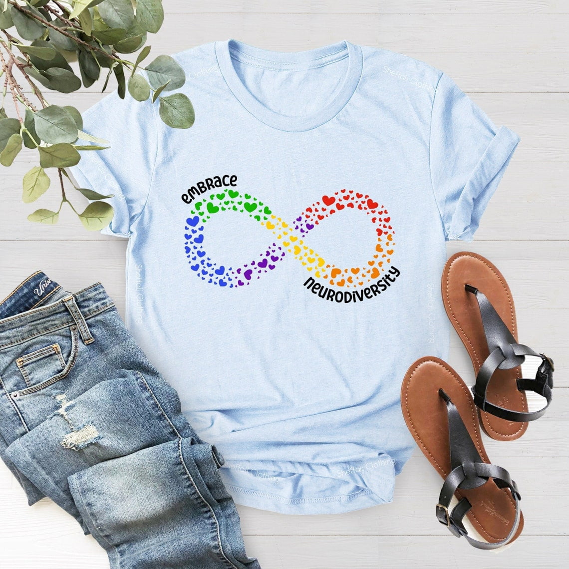 Simple Fit Autism Acceptance Rainbow Infinity Hearts Symbol Accept ...