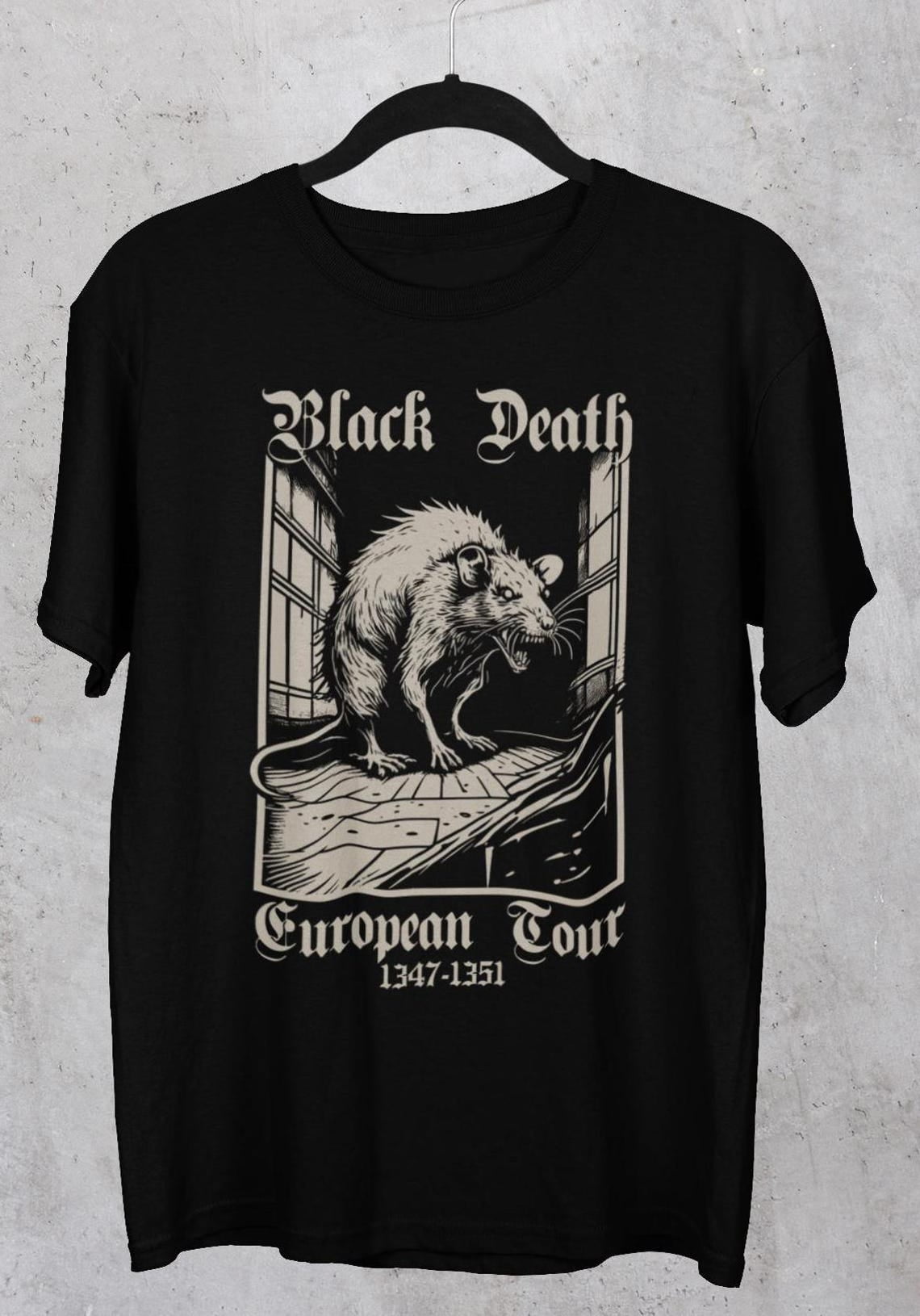Simple Fit Black Death T-Shirt, Medieval Rat Shirt, Gothic Grunge ...